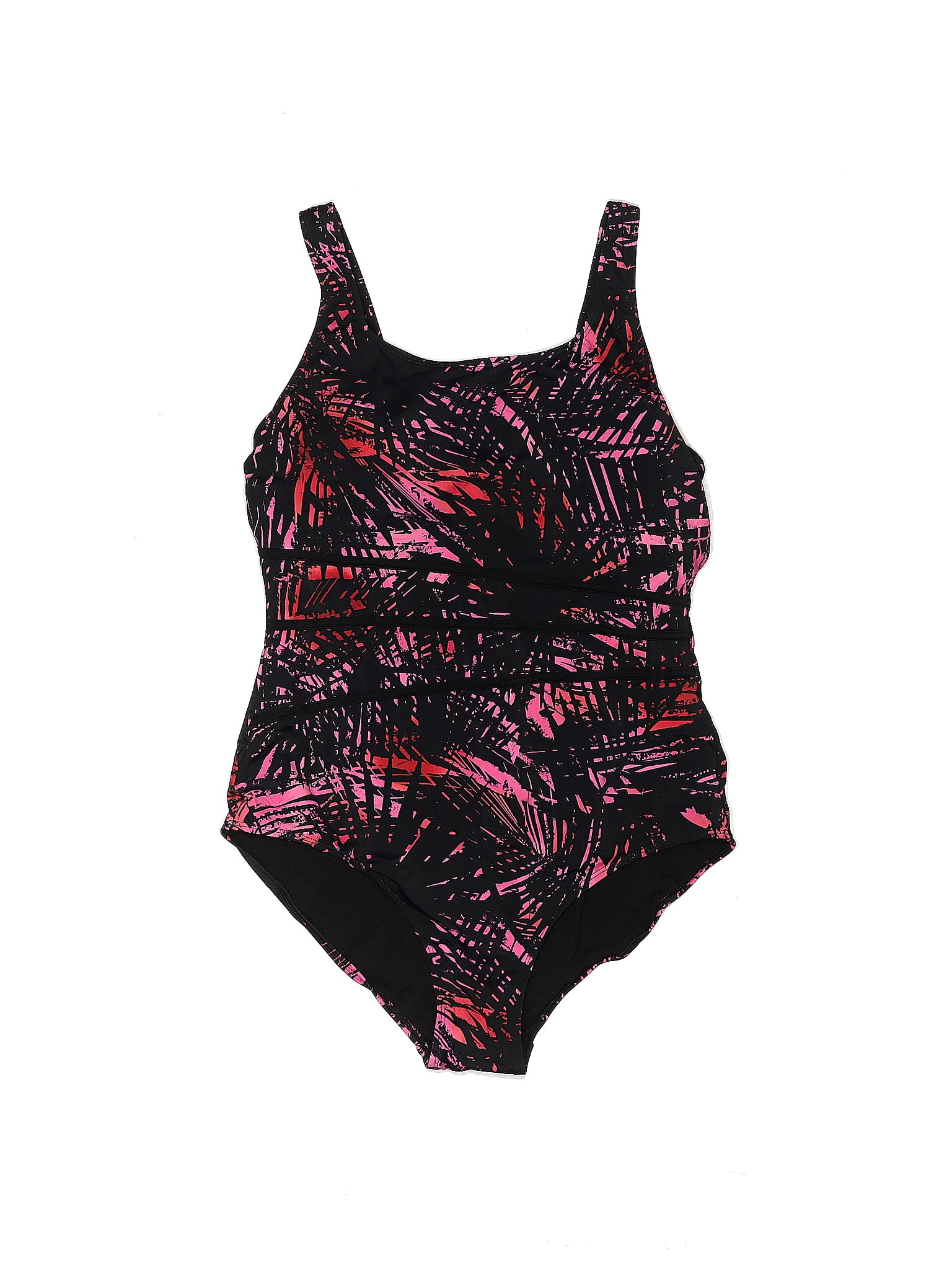 Swimsuits for all Tropical Multi Color Black One Piece Swimsuit Size 18 ...