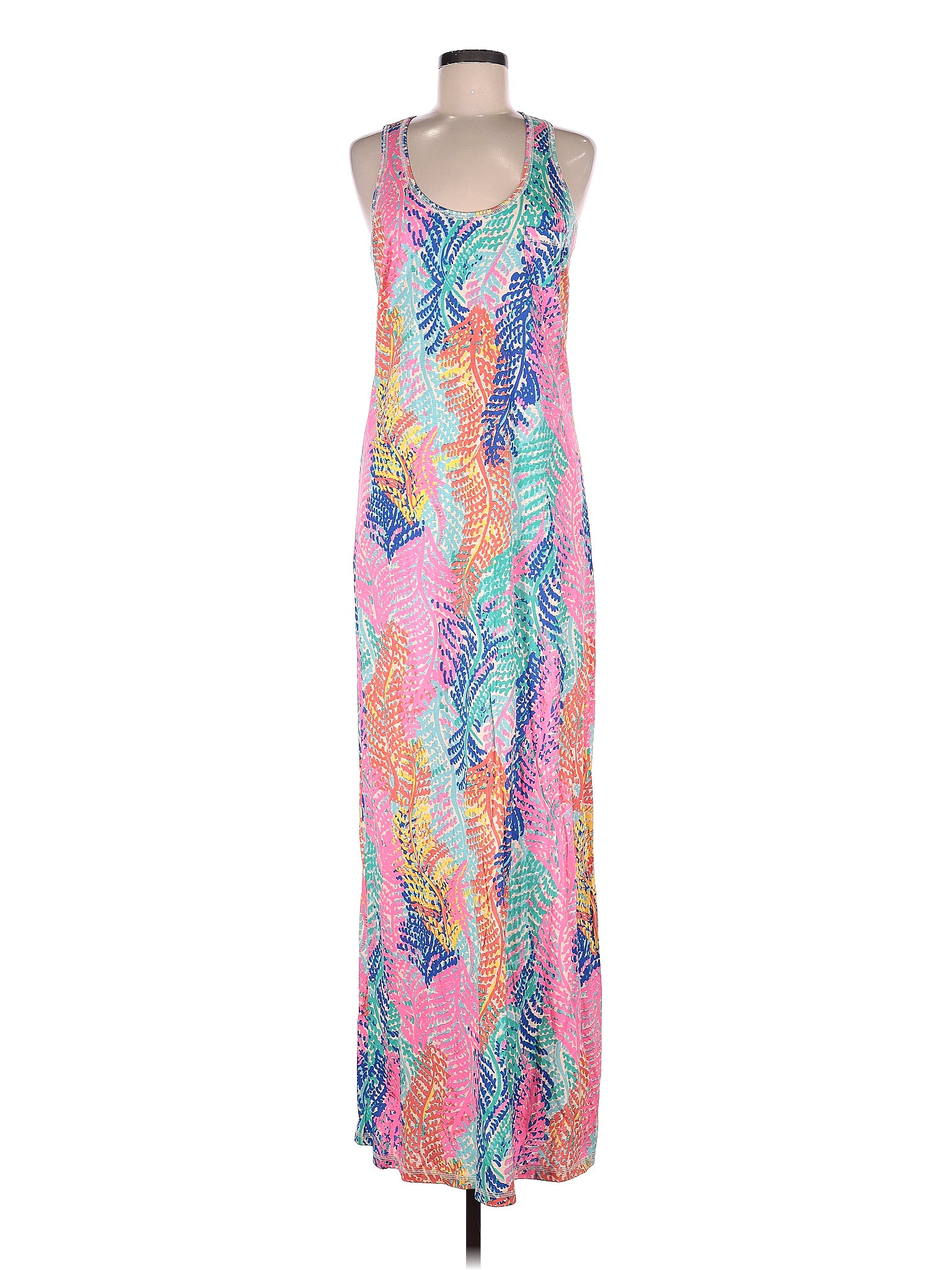 Lilly Pulitzer 100 Cotton Multi Color Pink Casual Dress Size M 61