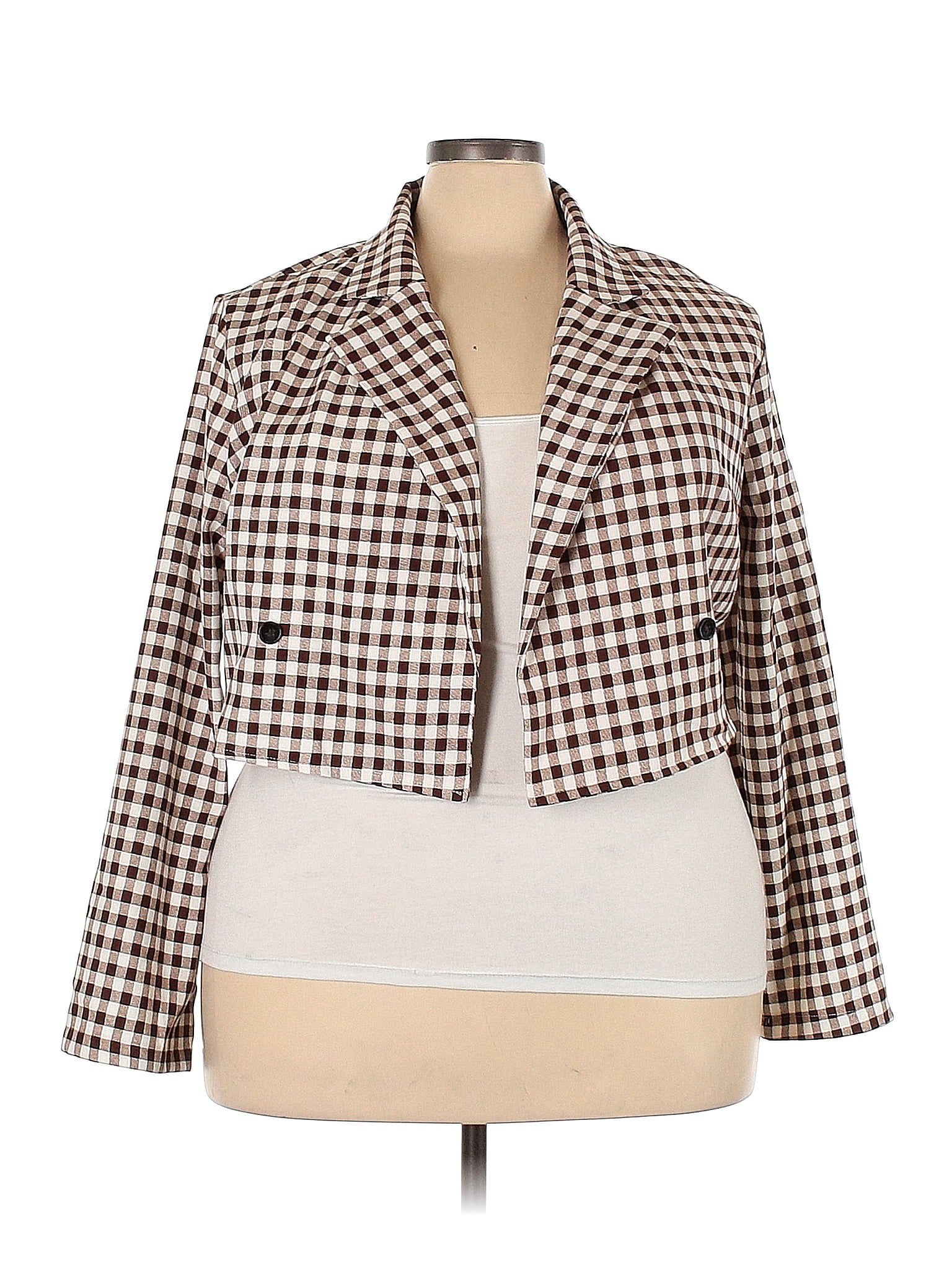 Shein Checkered-gingham Ivory Jacket Size 3X (Plus) - 55% off | thredUP