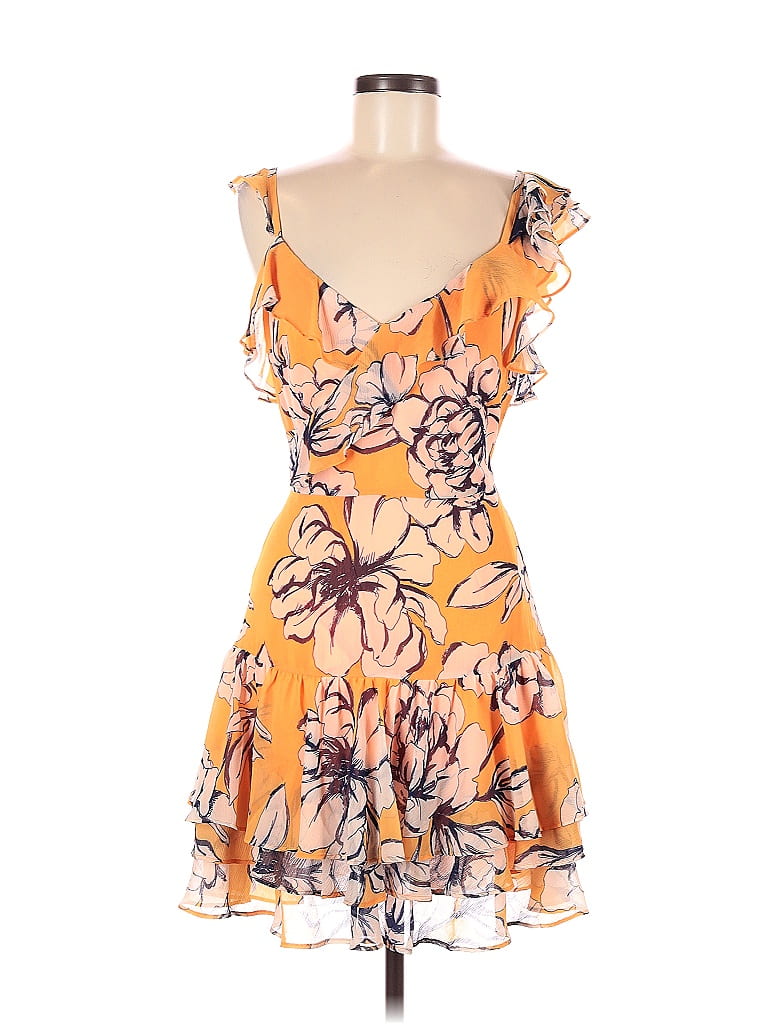 Marissa Webb 100 Polyester Floral Orange Casual Dress Size 6 71 Off