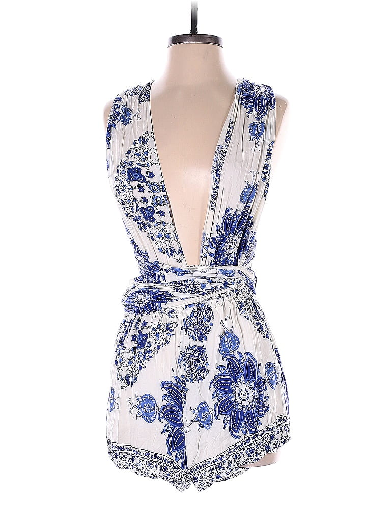 One Way Floral Motif Baroque Print Batik Brocade Blue Romper Size 8 ...