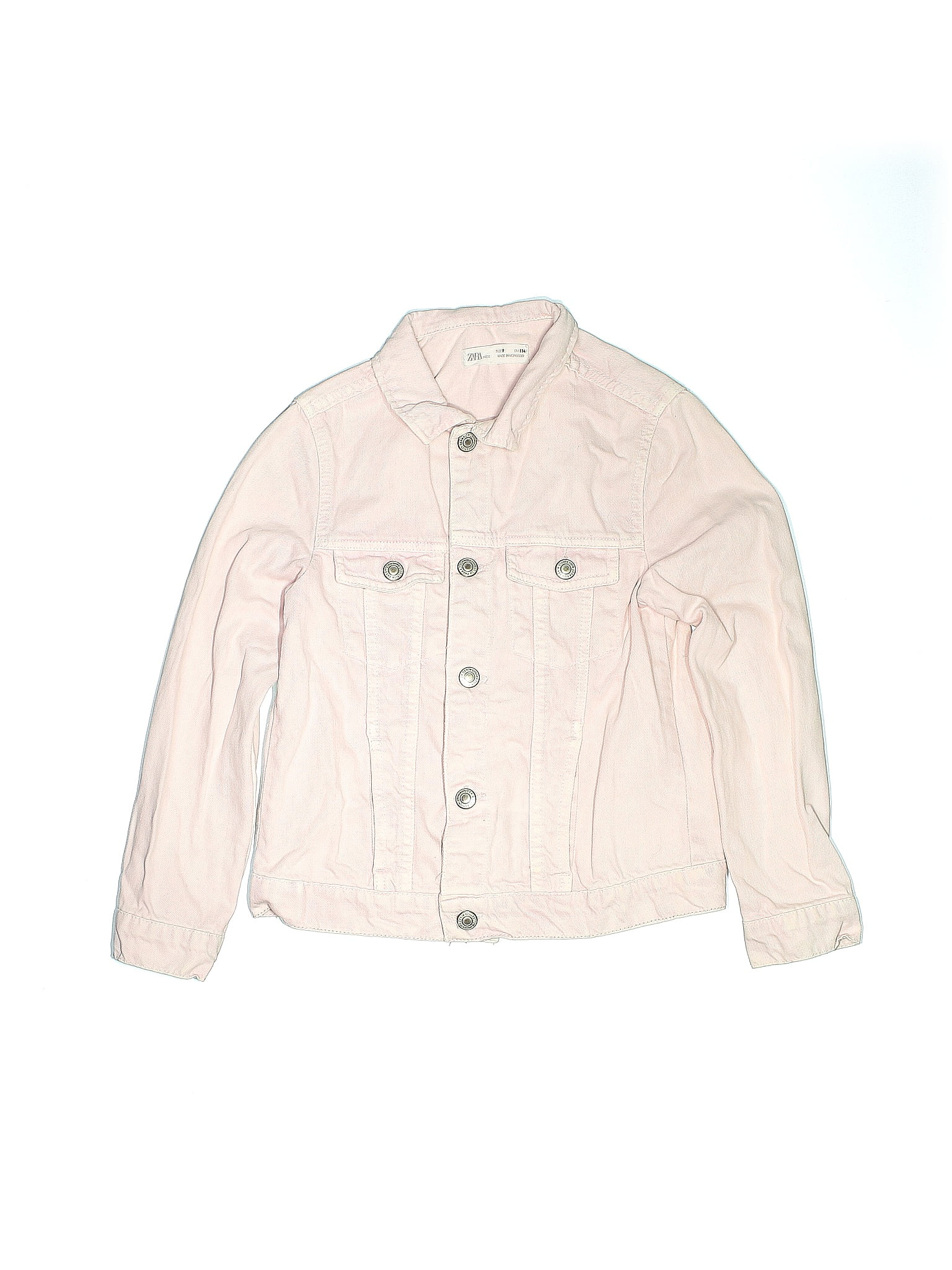 Zara Kids 100% Cotton Solid Pink Denim Jacket Size 9 - 67% off | thredUP