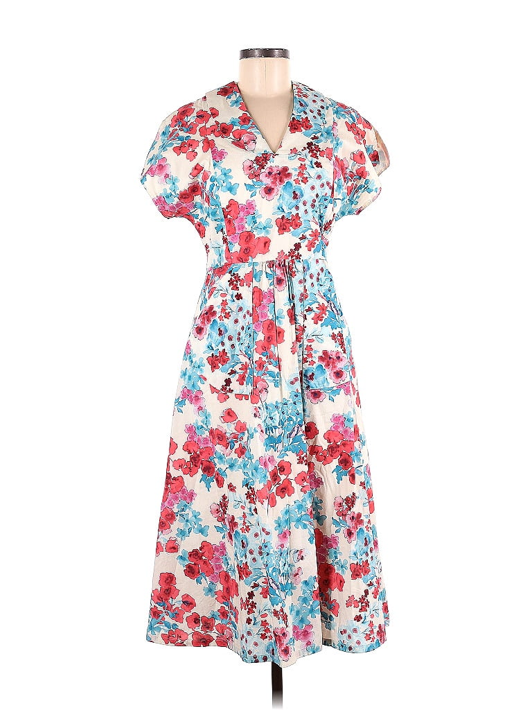 J. Peterman 100% Cotton Floral Multi Color Blue Casual Dress Size 6 - 74% off | thredUP