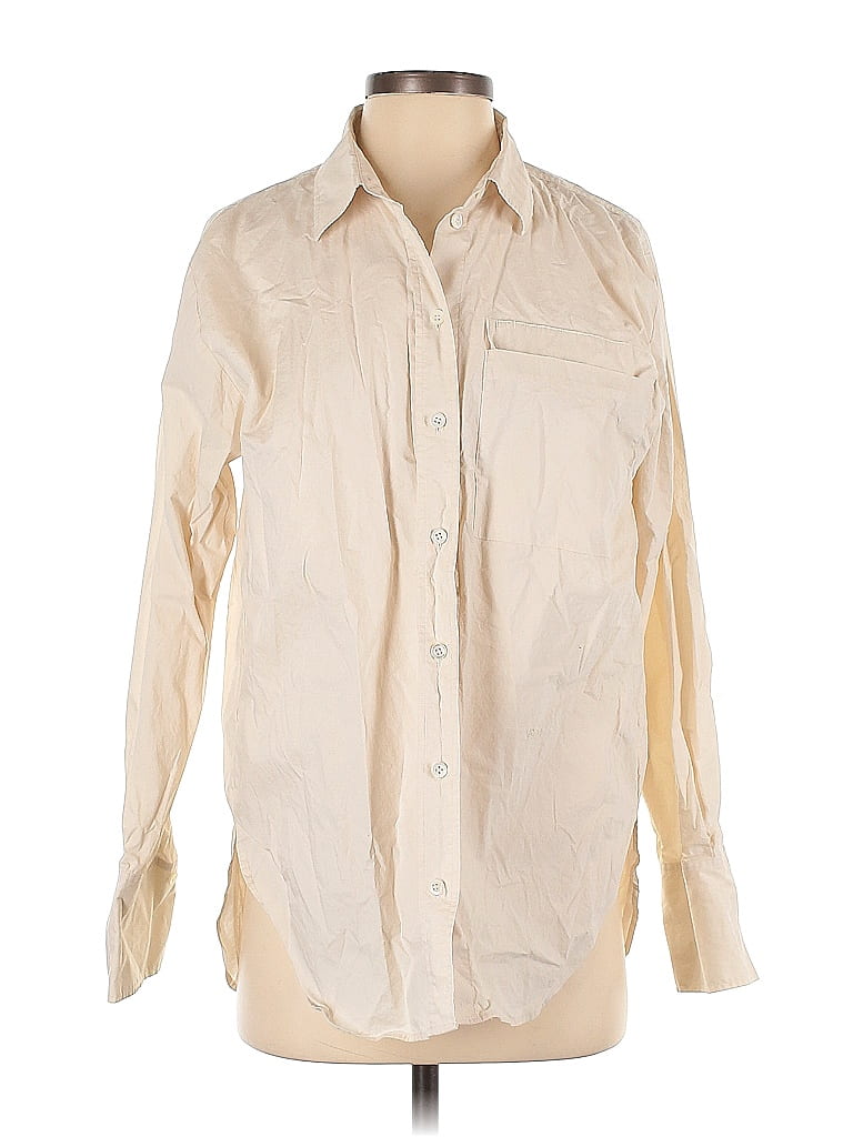 Frame 100 Cotton Ivory Long Sleeve Button Down Shirt Size Xs 77 Off