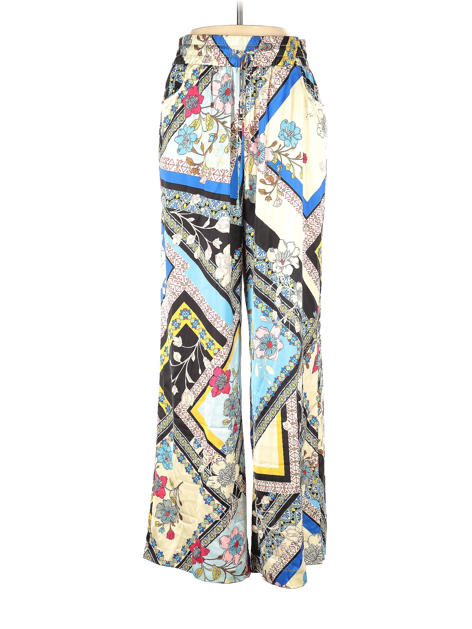 Assorted Brands 100% Polyester Floral Multi Color Ivory Casual Pants ...