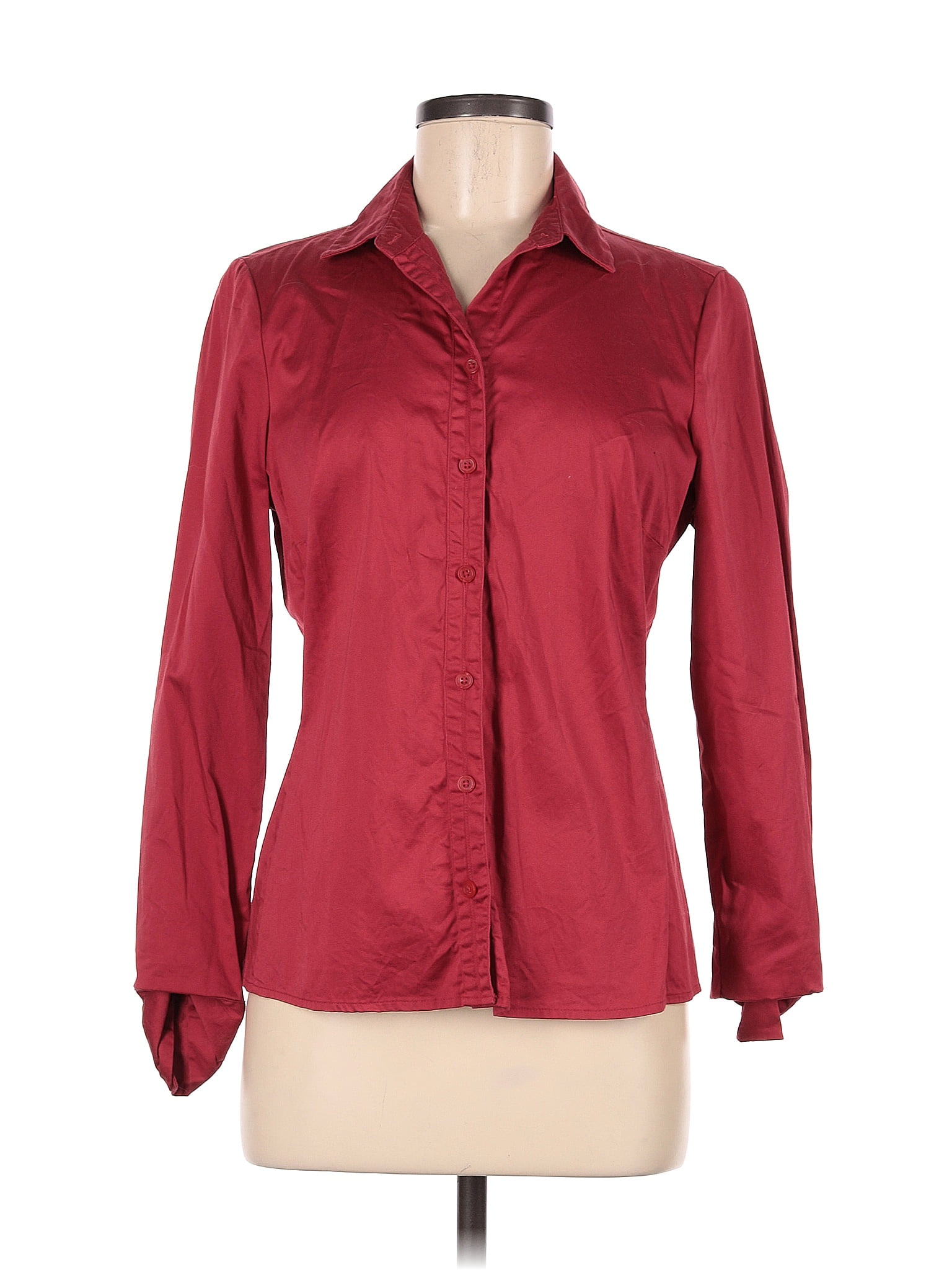 The Limited Solid Red Burgundy Long Sleeve Button Down Shirt Size M