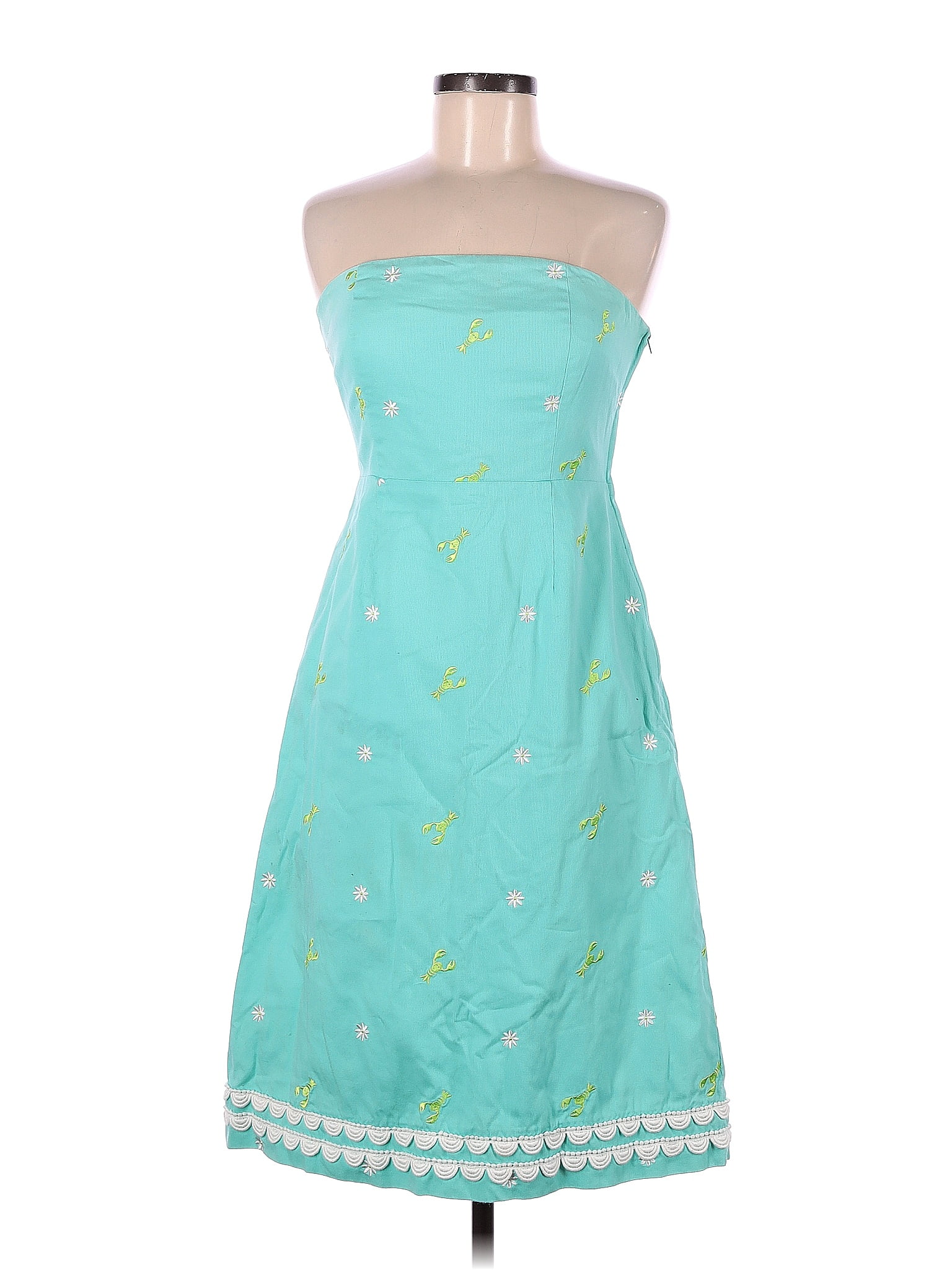 Lilly Pulitzer 100 Cotton Stripes Blue Teal Casual Dress Size 6 67