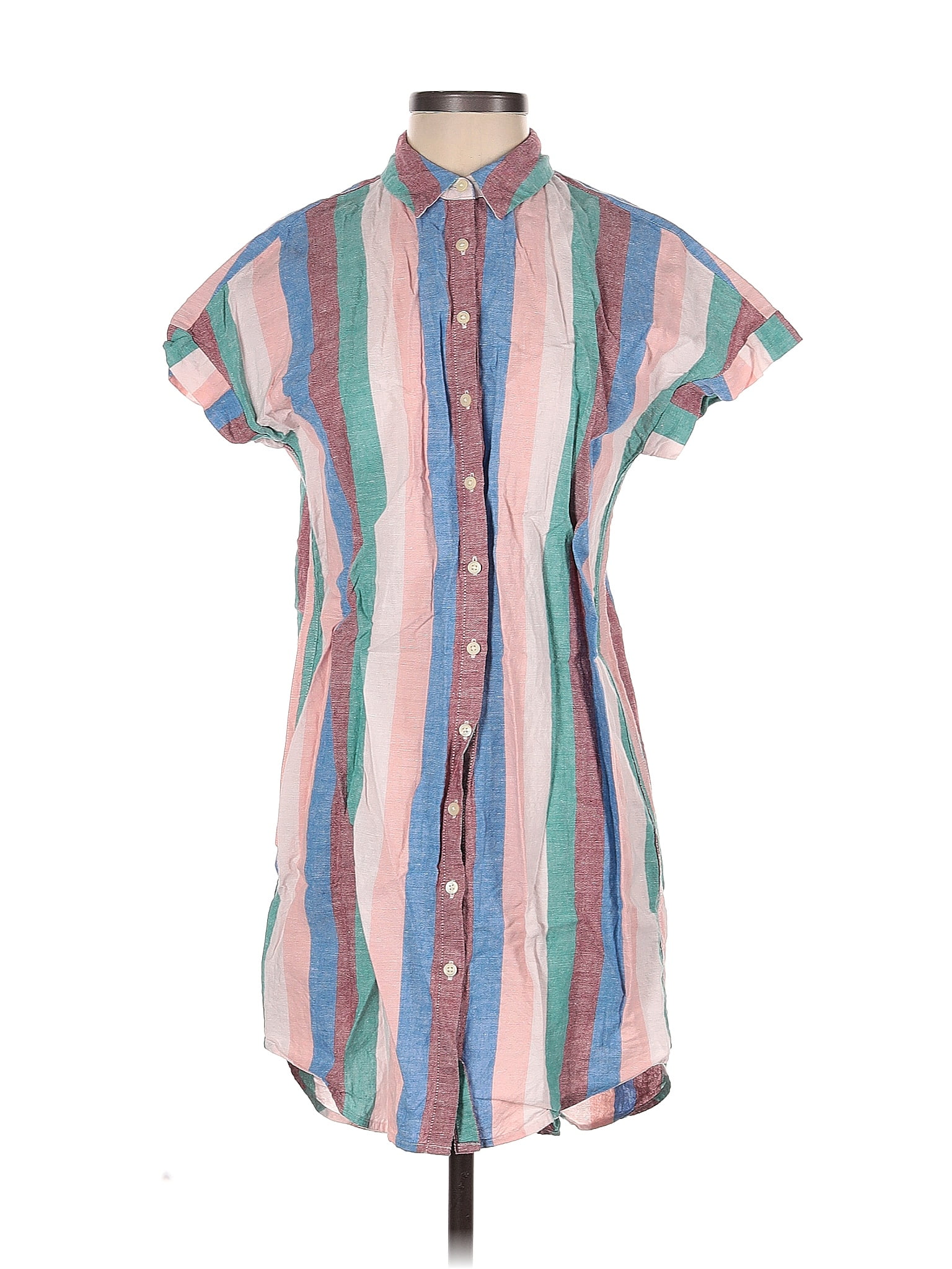 Madewell Color Block Stripes Multi Color Blue Casual Dress Size S 64