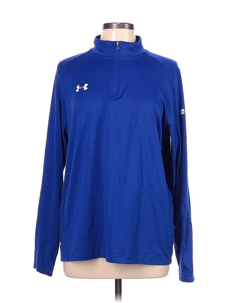 Under Armour 100% Polyester Blue Track Jacket Size L - 52% off | thredUP