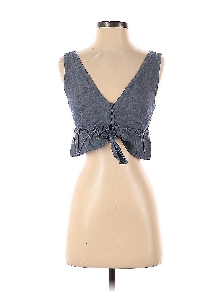 Thakoon Collective Blue Chambray Ruffle Crop Top Size 2 - 93% off | ThredUp