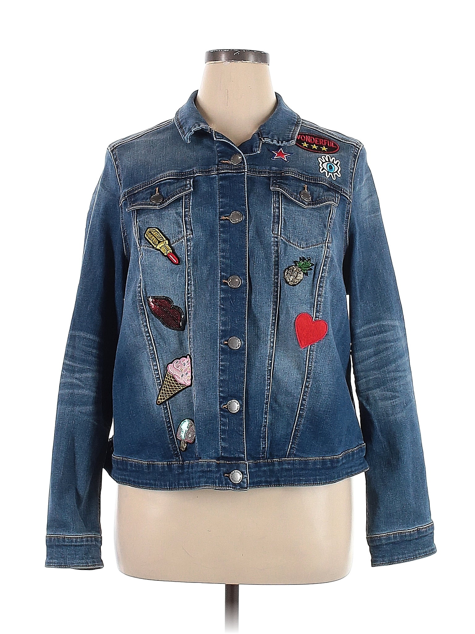 Love And Legend Solid Blue Denim Jacket Size 18 Plus 65 Off Thredup
