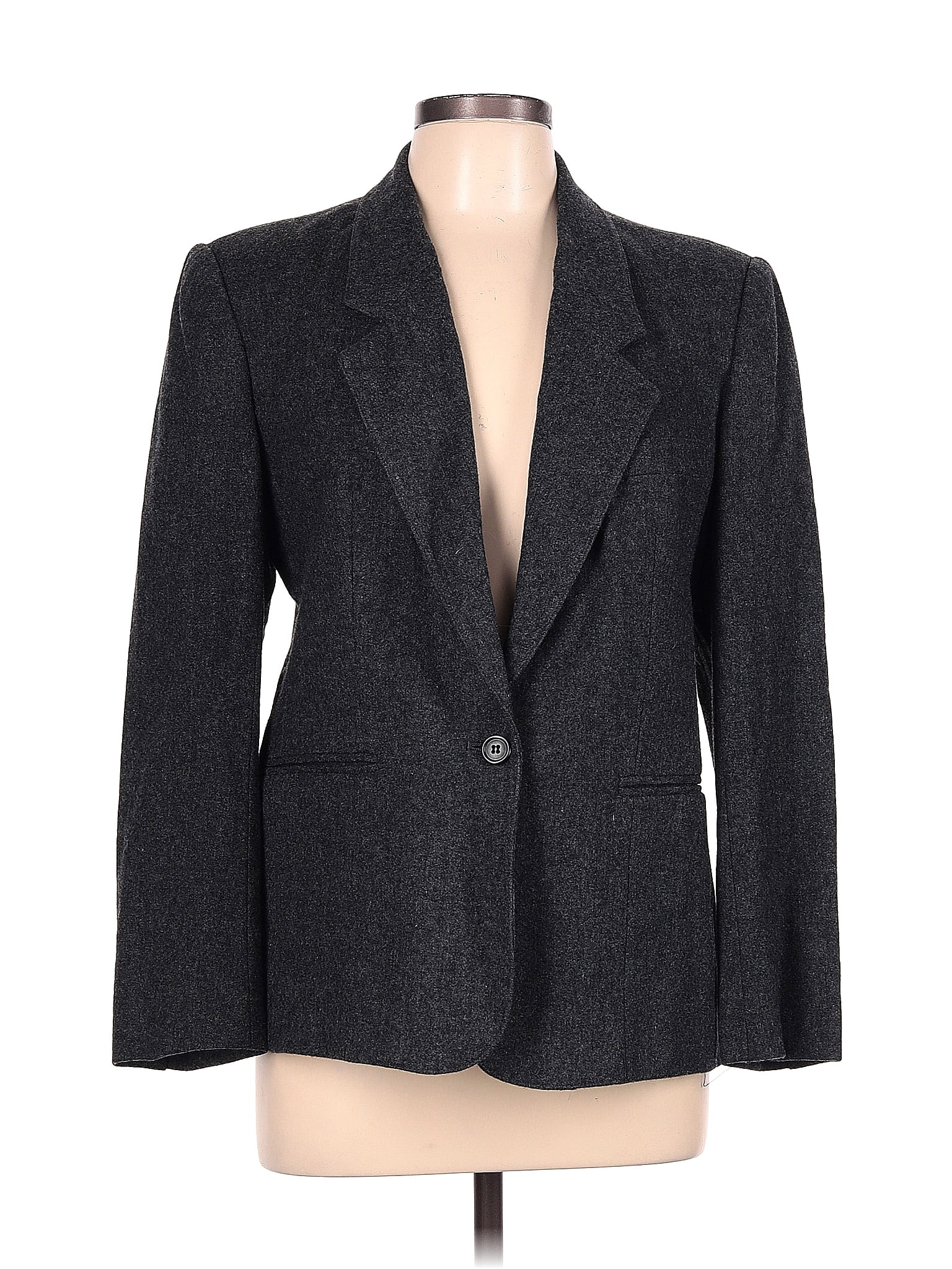 Evan Picone 100% Wool Solid Black Gray Wool Blazer Size 12 - 72% off ...