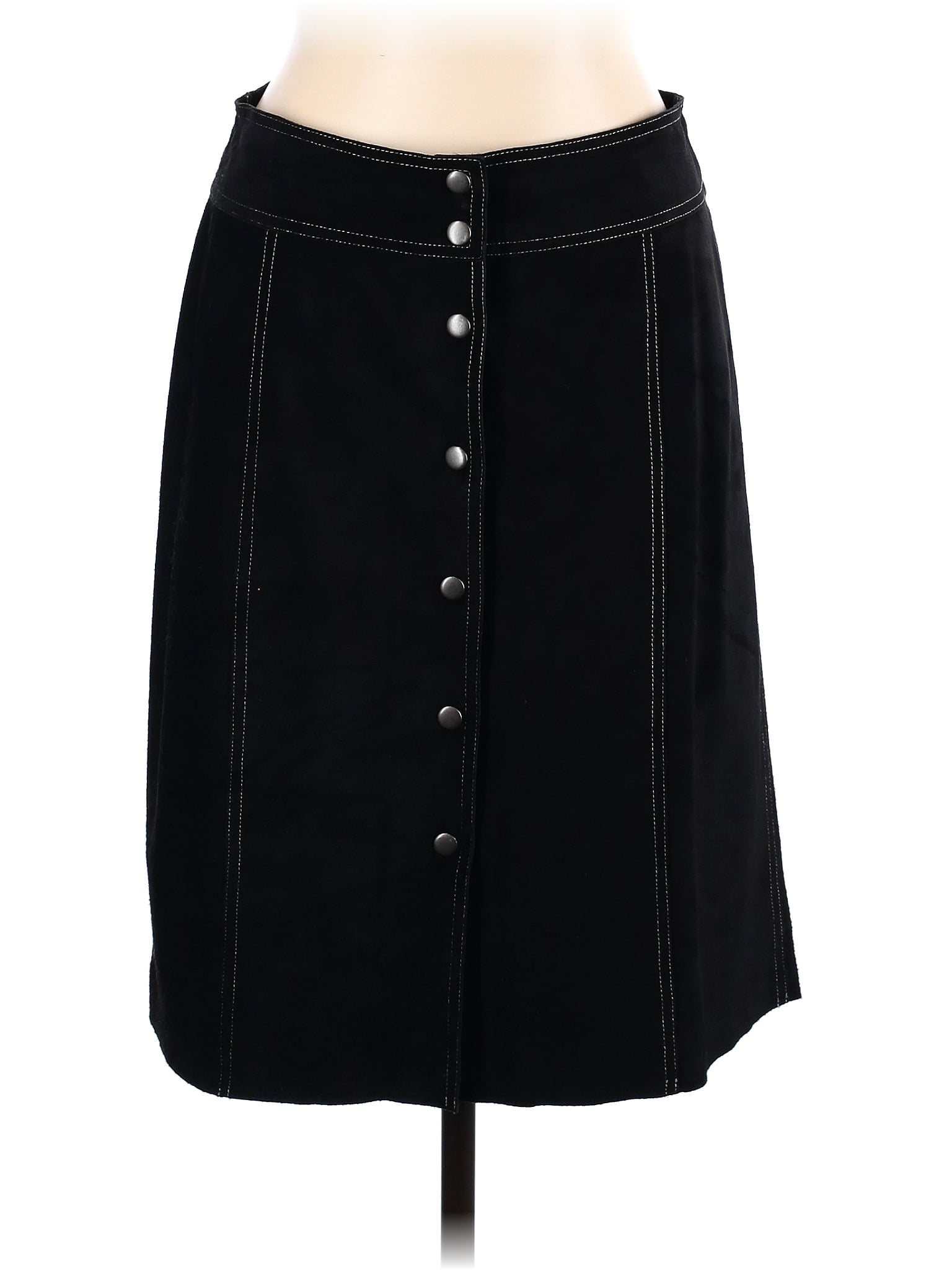 Theory 100 Leather Solid Black Leather Skirt Size 10 82 Off Thredup