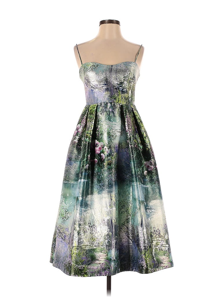 ML Monique Lhuillier Floral Multi Color Green Cocktail Dress Size 0 ...