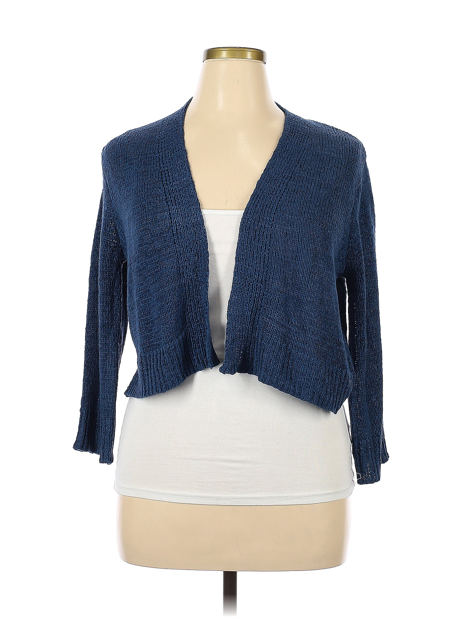 Cable & Gauge Color Block Solid Blue Cardigan Size XL - 60% off | thredUP