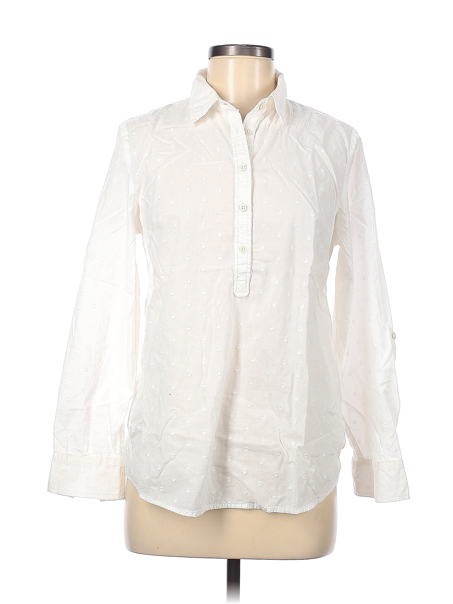 Tommy Hilfiger 100% Cotton White Ivory Long Sleeve Button-Down Shirt Size M - 75% off | thredUP