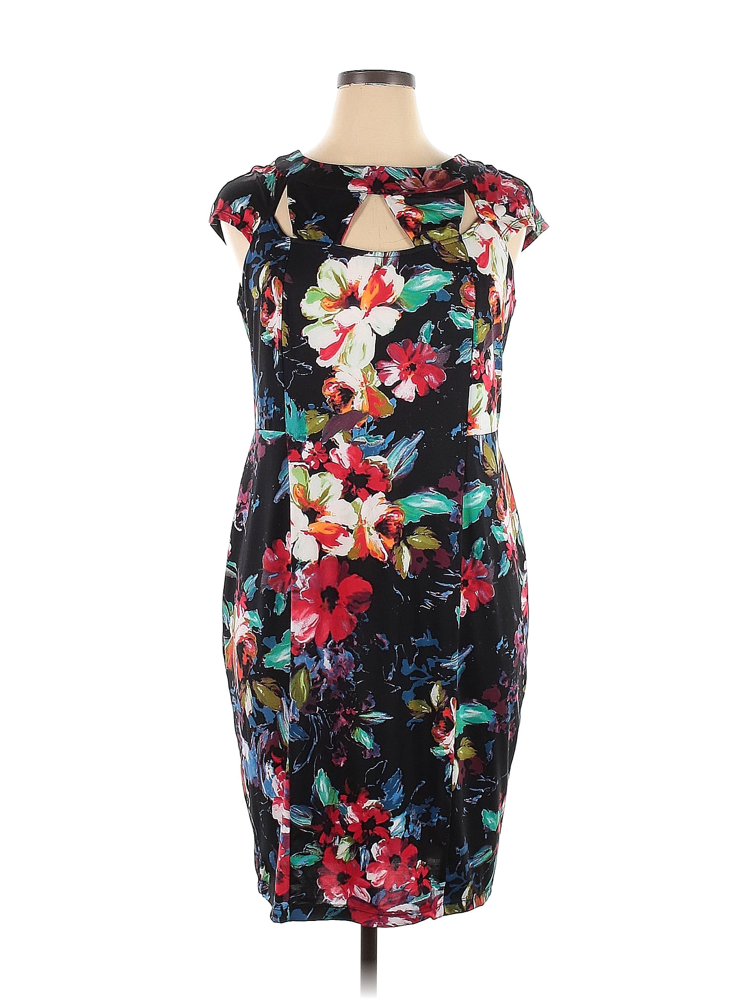 JMS Collection Floral Black Cocktail Dress Size 1X (Plus) - 40% off ...
