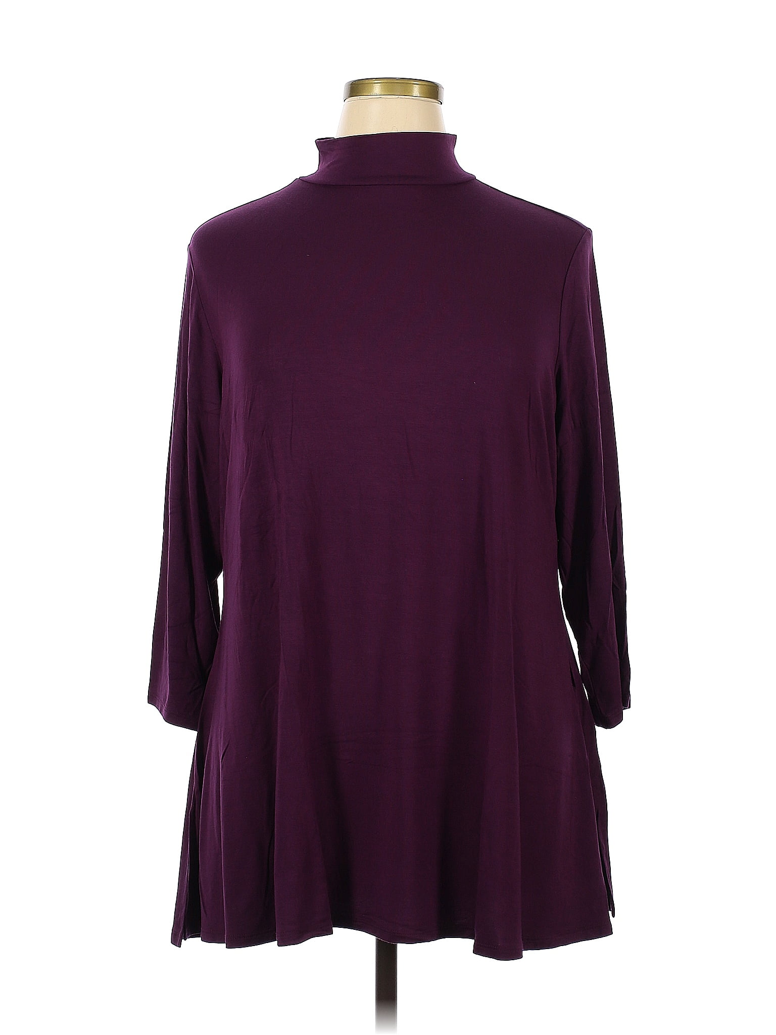 H By Halston Solid Purple Burgundy Turtleneck Sweater Size 1X (Plus ...