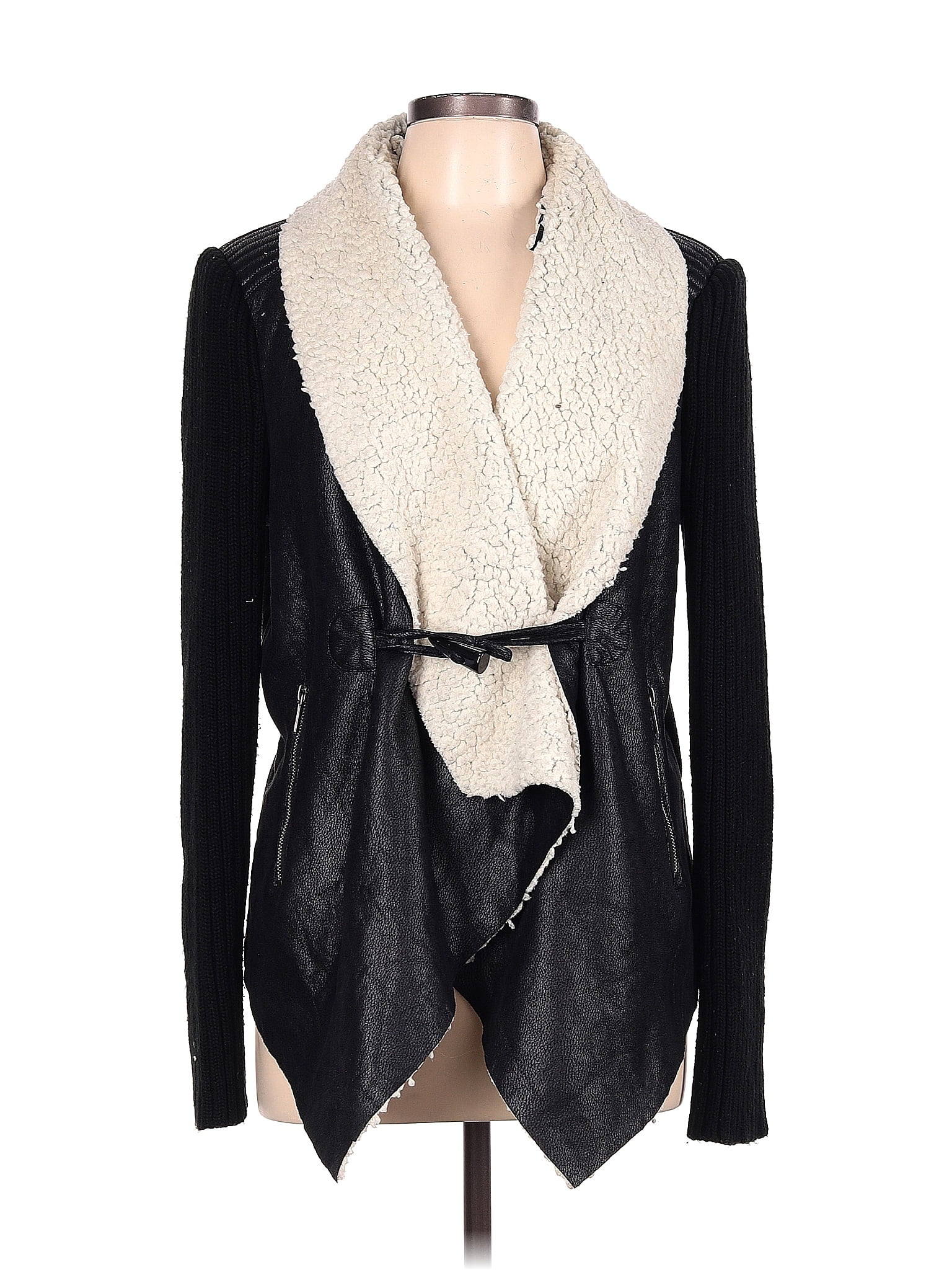 BNCI by Blanc Noir 100% Polyester Solid Black Faux Leather Jacket Size L - 69% off | thredUP