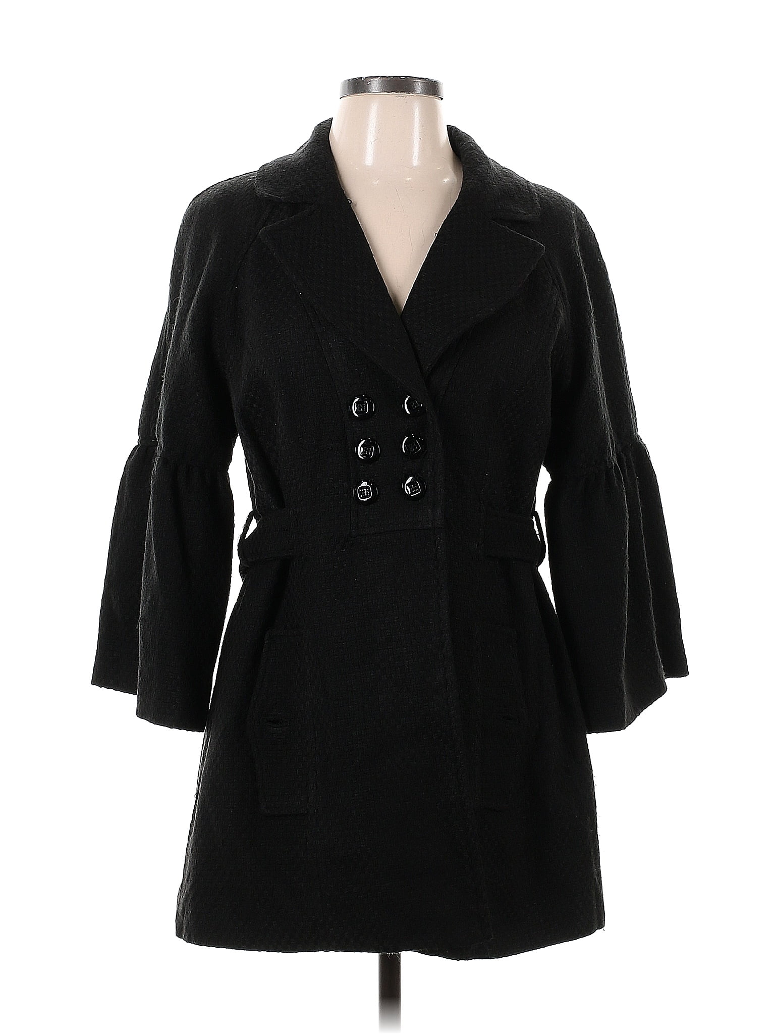 AB Studio 100% Acetate Solid Black Coat Size 12 - 55% off | thredUP