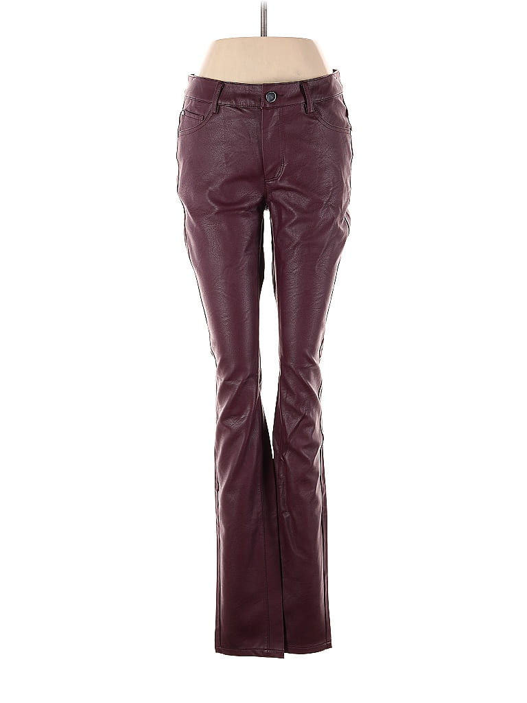 Etcetera 100% Polyurethane Solid Maroon Burgundy Faux Leather Pants ...