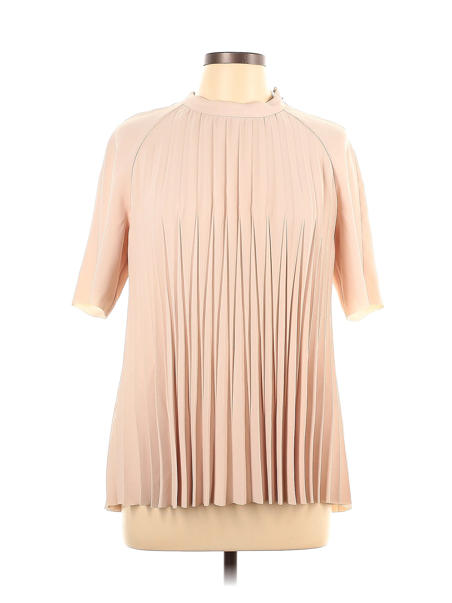 Cos 100 Polyester Tan Short Sleeve Blouse Size 10 74 Off Thredup