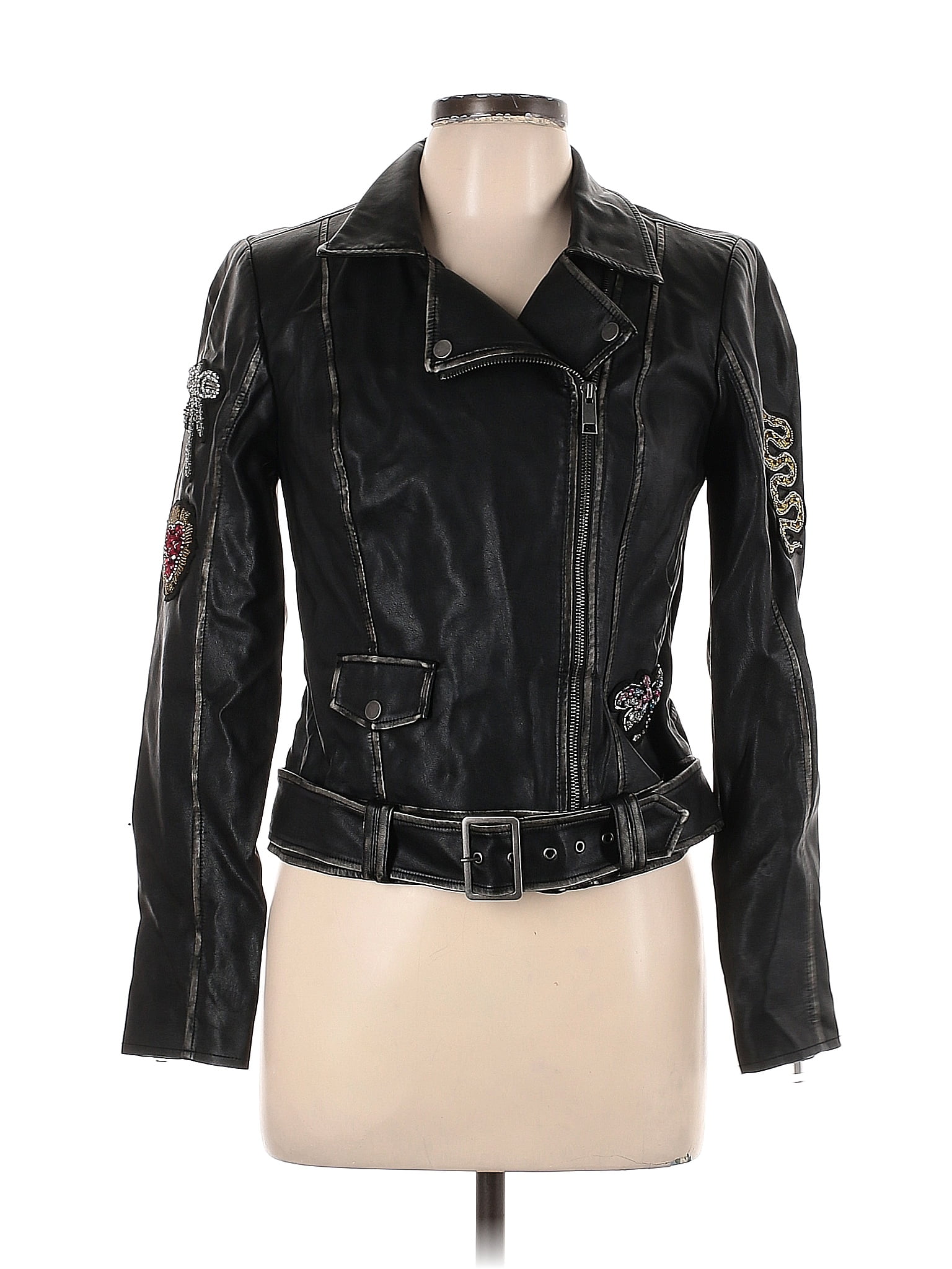 G by Giuliana Rancic Black Faux Leather Jacket Size 10 - 21% off | ThredUp