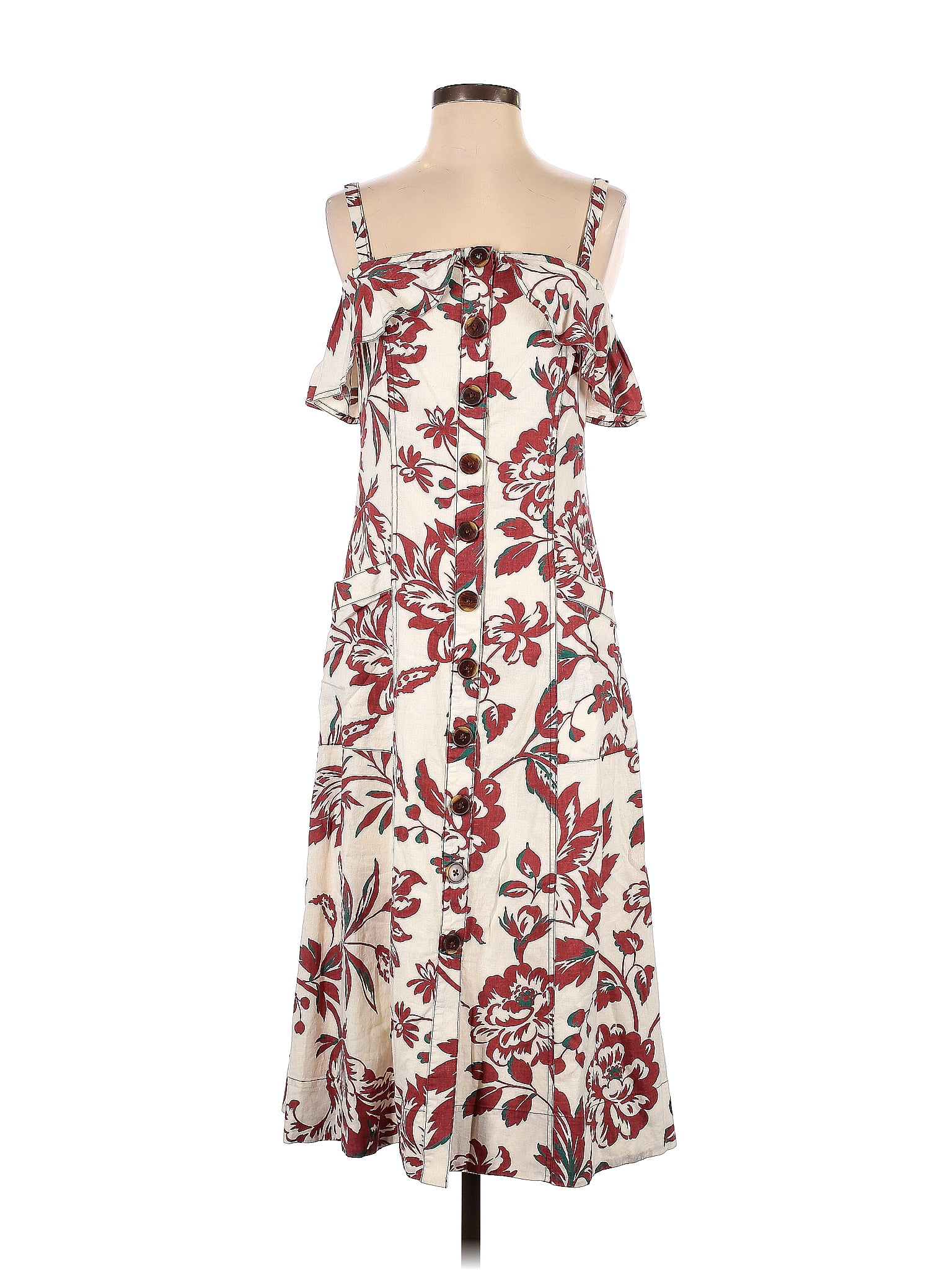 Anthropologie Floral Multi Color Burgundy Casual Dress Size 2 61 Off