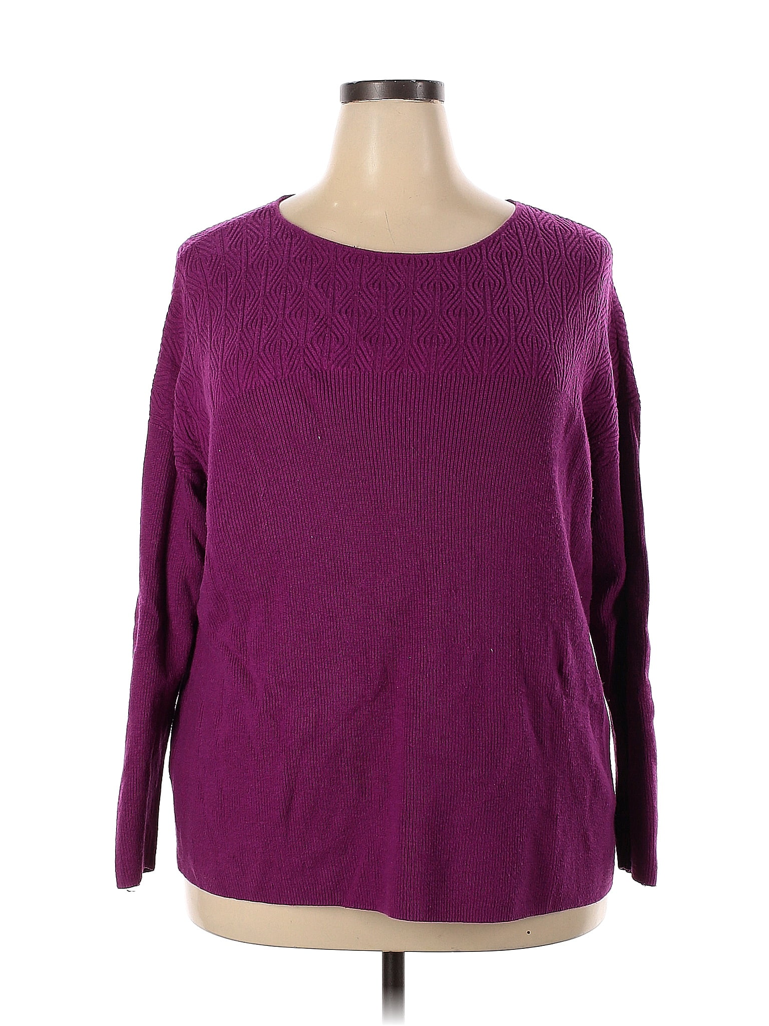 Talbots Outlet Color Block Purple Pullover Sweater Size 2X (Plus) - 52% ...