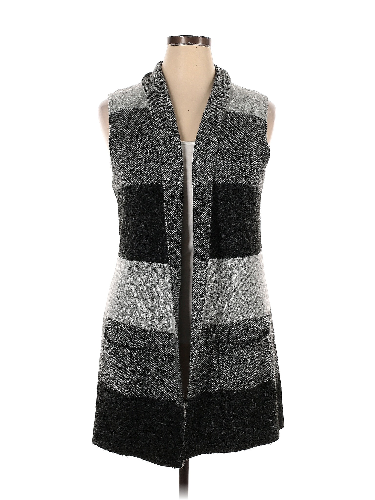 Evolution by Cyrus Color Block Stripes Multi Color Gray Cardigan Size ...