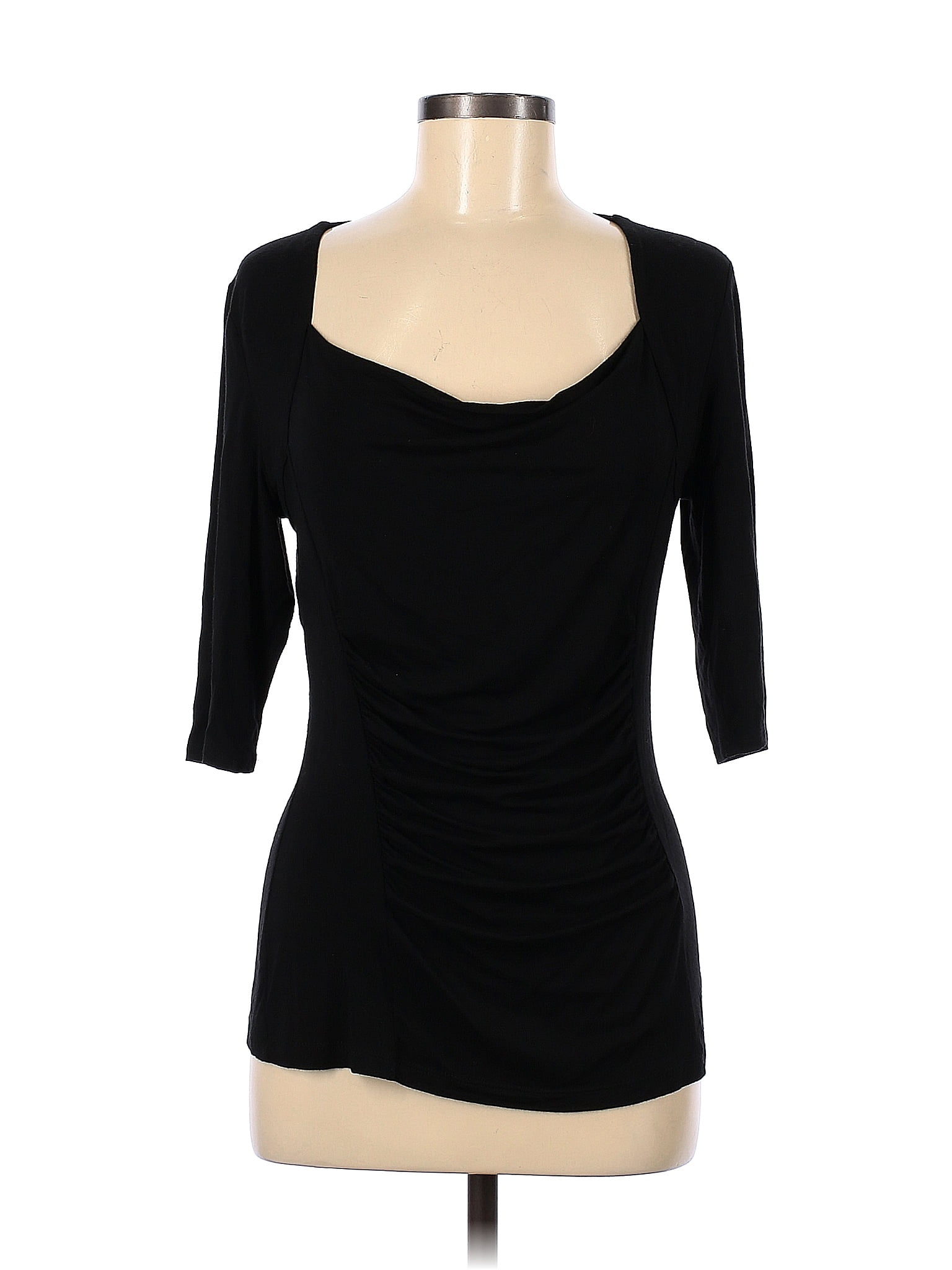 White House Black Market Solid Black Short Sleeve Top Size M 65 Off