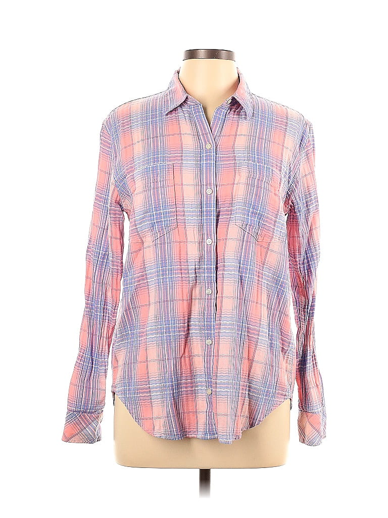 Gap 100% Cotton Plaid Multi Color Pink Long Sleeve Button-Down Shirt Size L - 76% off | ThredUp