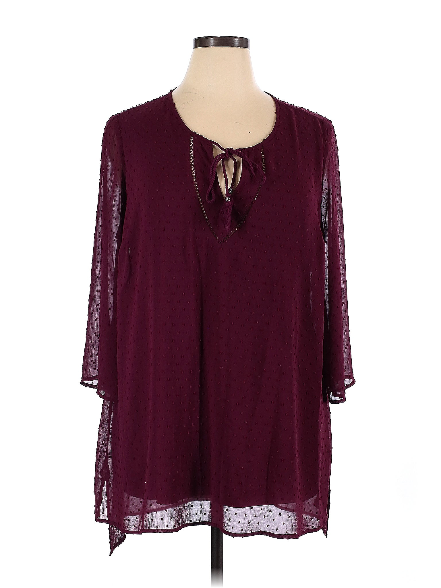 Daniel Rainn Burgundy Long Sleeve Blouse Size 1x Plus 68 Off Thredup
