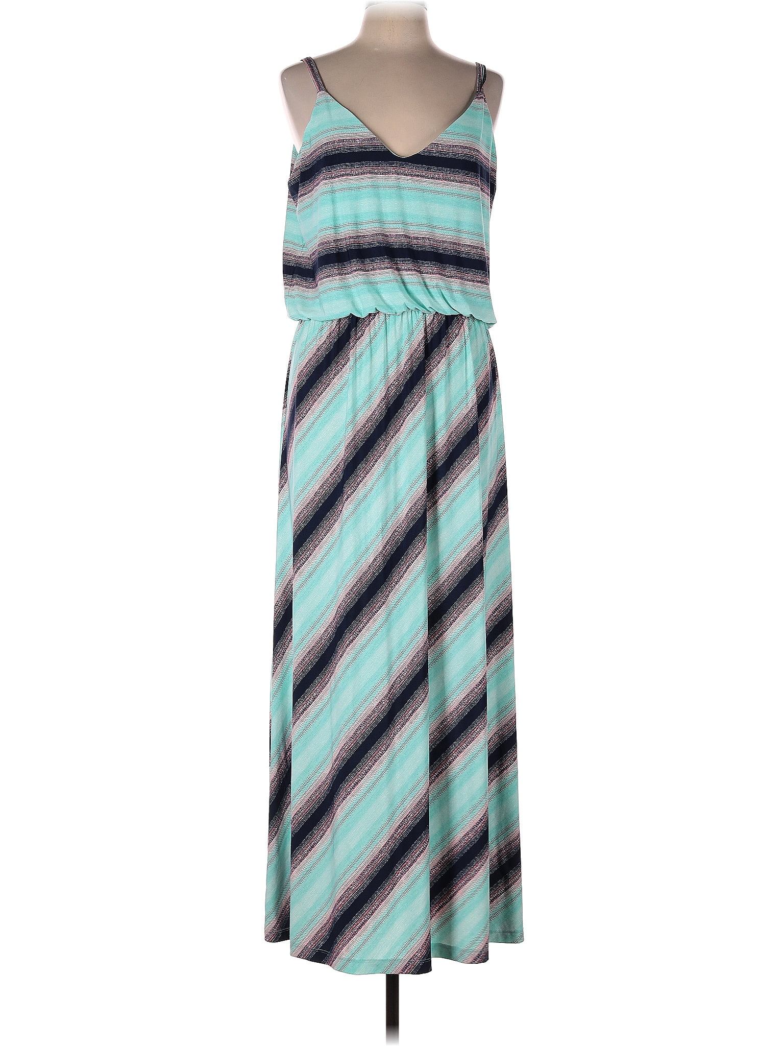 24 7 Maurices Stripes Multi Color Teal Casual Dress Size L 64 Off