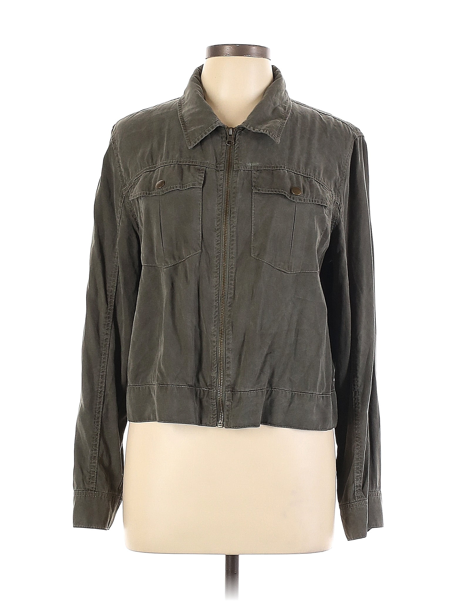 Mossimo Supply Co. 100% Lyocell Solid Green Gray Jacket Size L - 43% ...