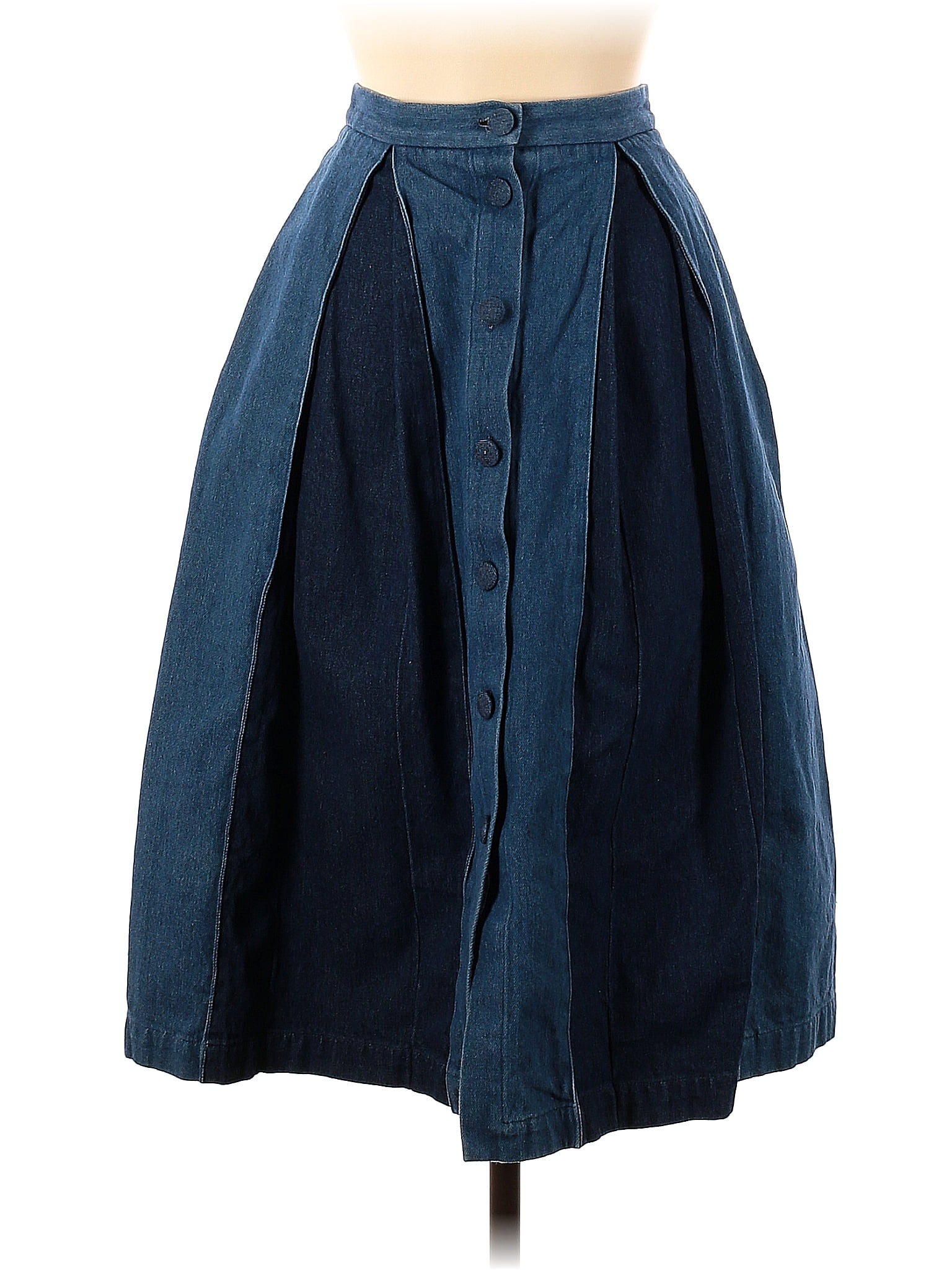 Deborah Lyons Solid Blue Sara Denim Skirt Size 6 (UK) - 81% off | thredUP