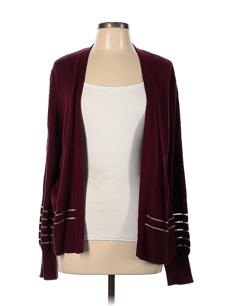 retrology Color Block Solid Burgundy Cardigan Size L - 68% off | thredUP