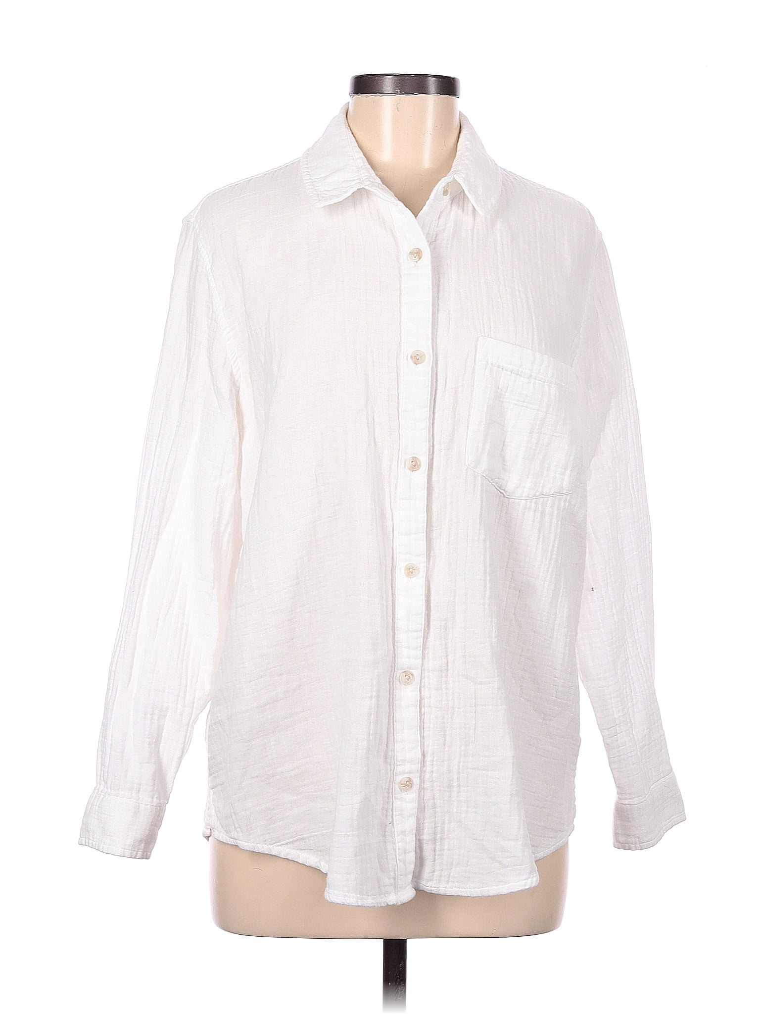 Universal Thread 100% Cotton White Long Sleeve Button-Down Shirt Size M ...