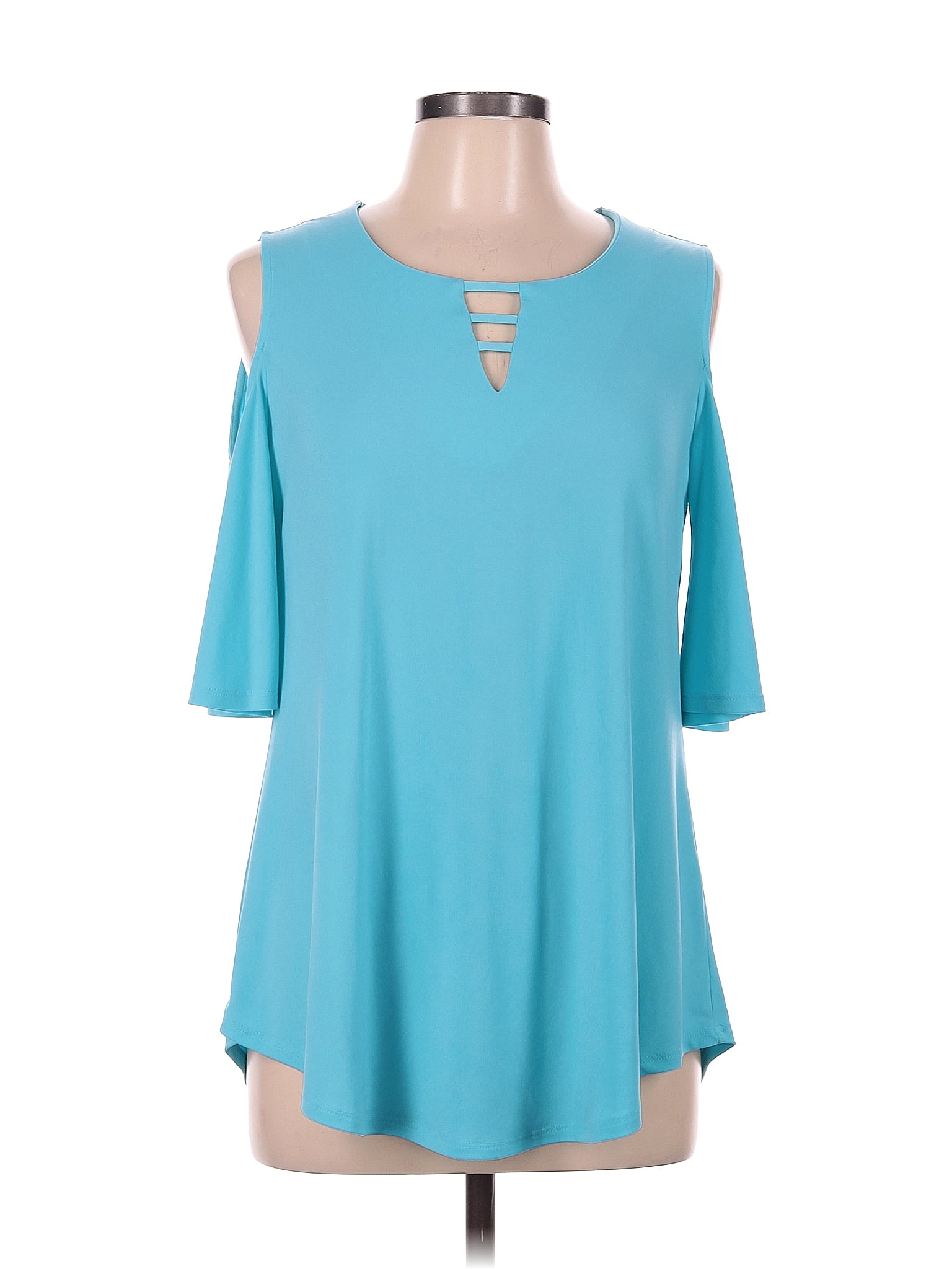 JM Collection Solid Blue Teal Short Sleeve Blouse Size M - 52% off ...