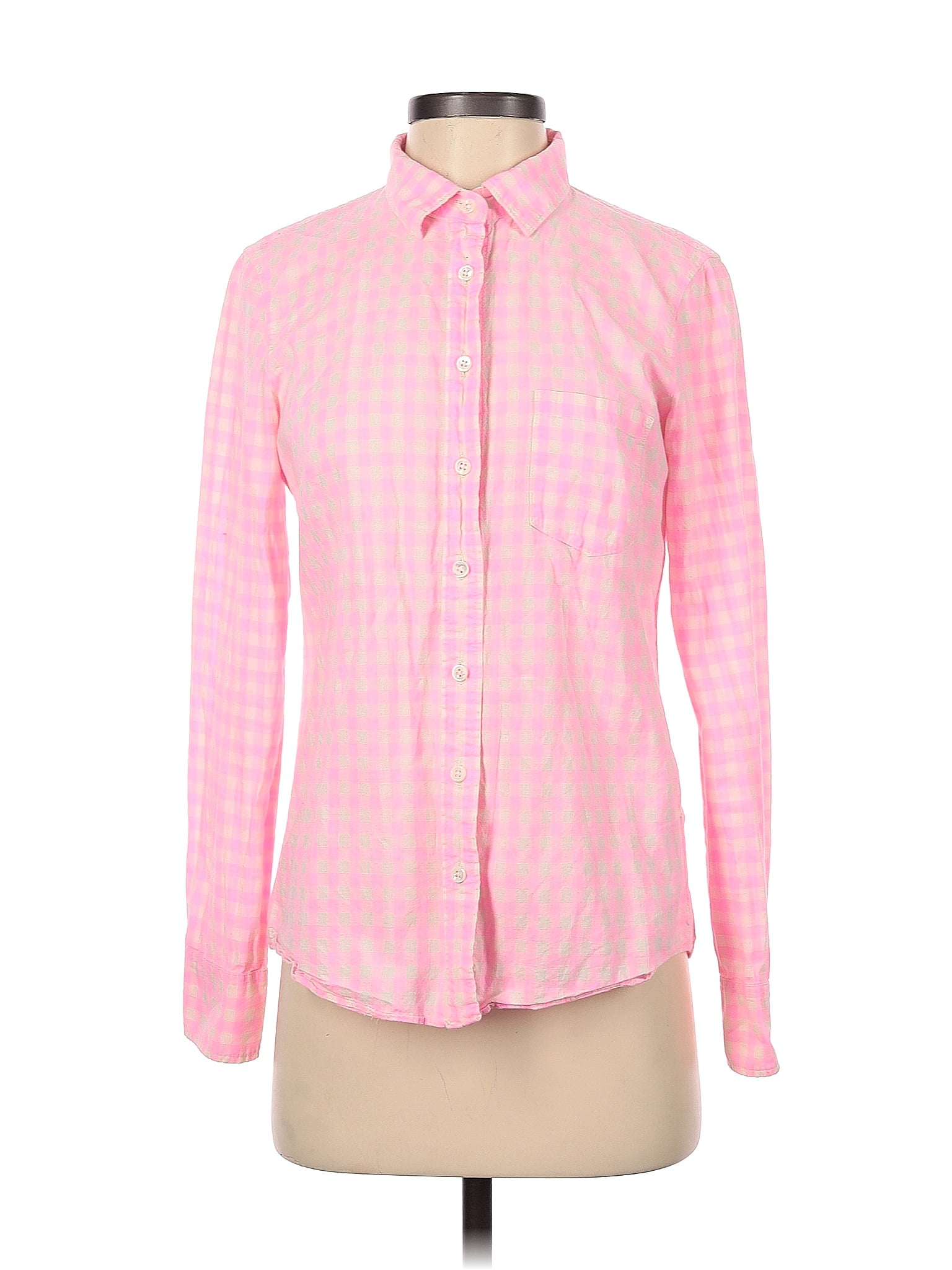 J Crew 100 Cotton Pink Long Sleeve Button Down Shirt Size 4 79 Off