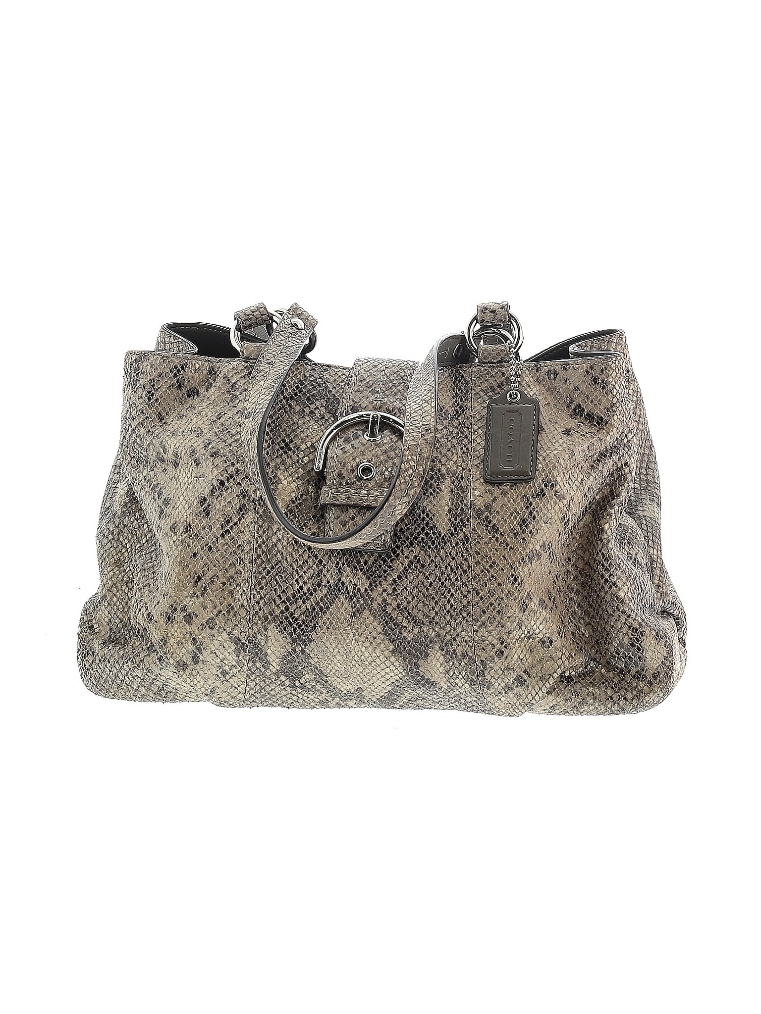 Coach Factory 100% Leather Snake Print Tan Gray Leather Shoulder Bag ...