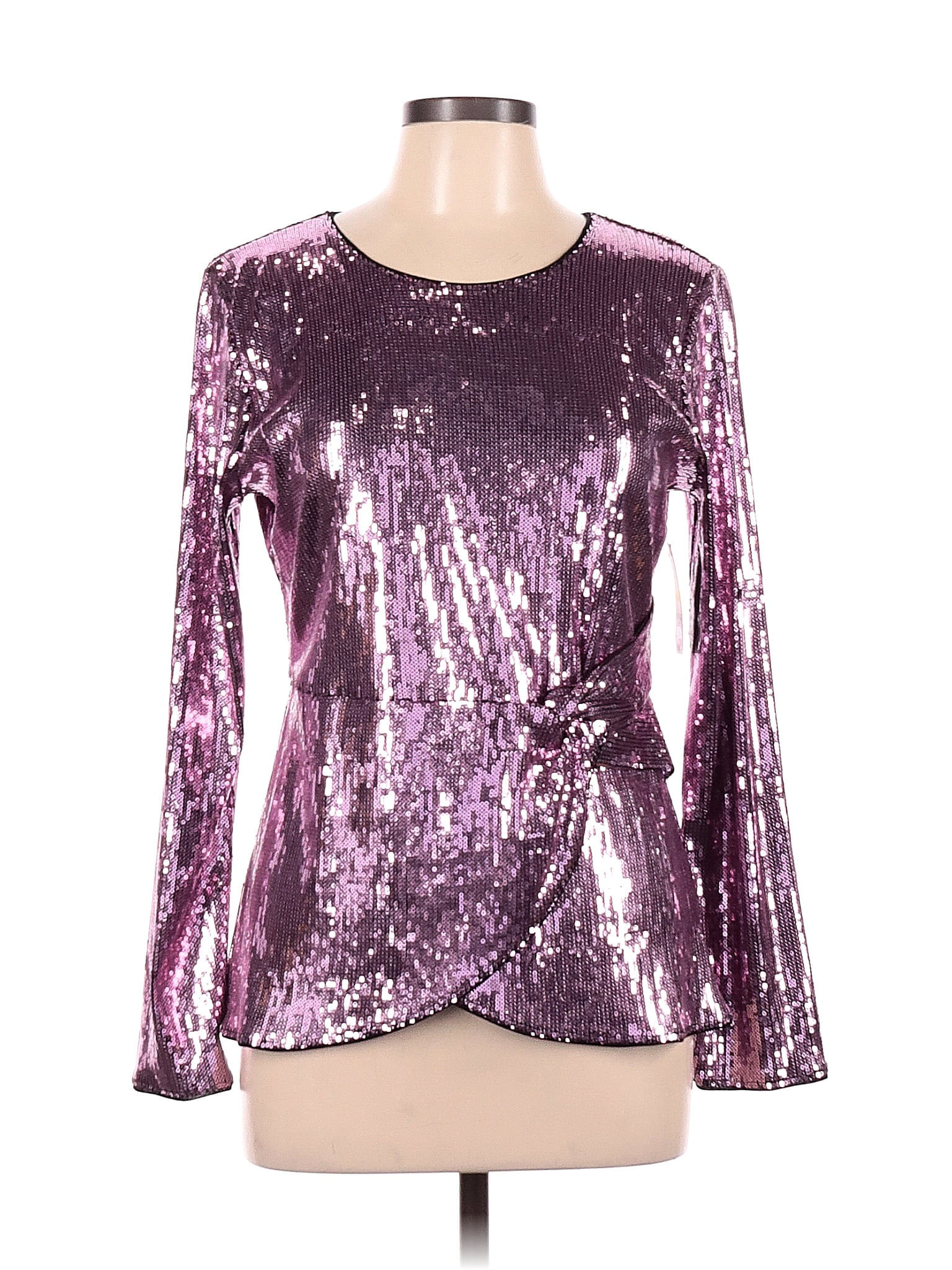 Inc International Concepts Purple Long Sleeve Blouse Size M 73 Off