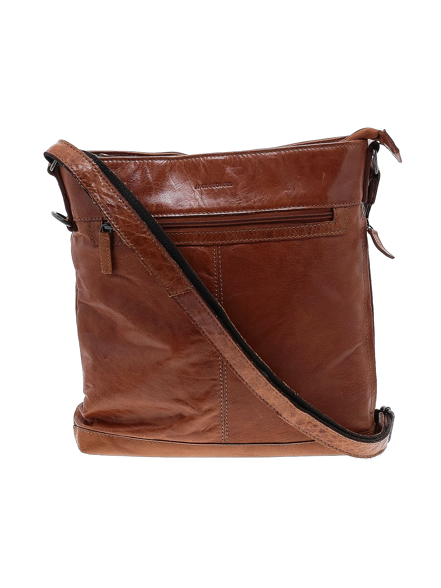 Jack Georges 100% Leather Solid Brown Leather Crossbody Bag One Size ...