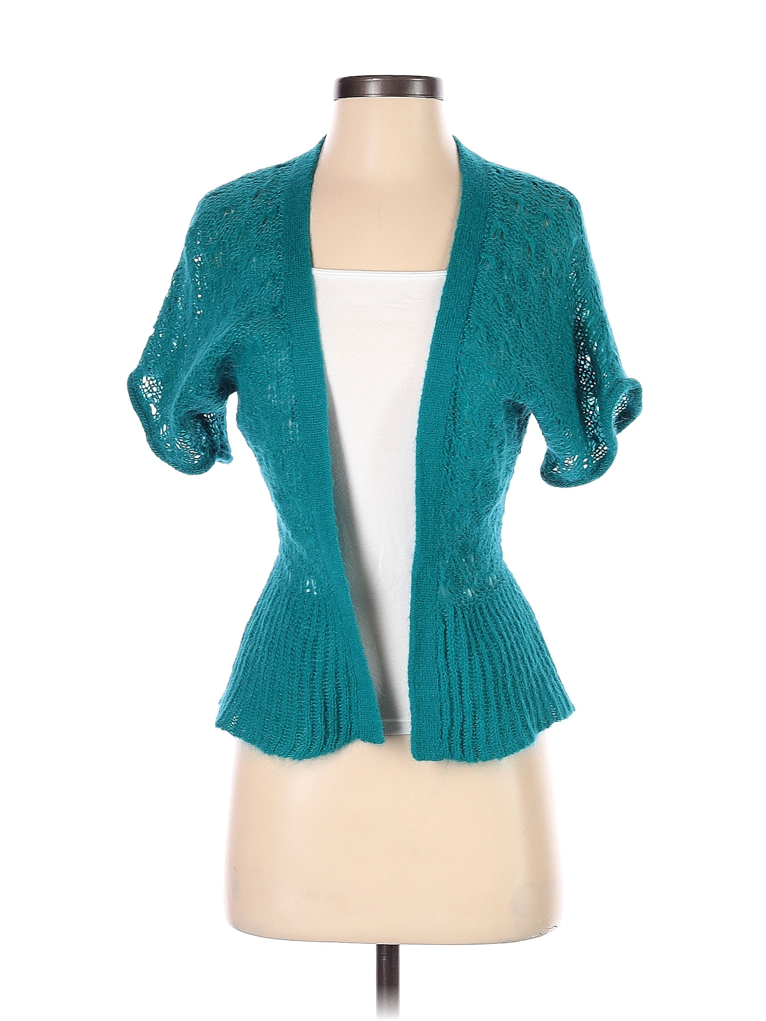 Lux Color Block Solid Teal Cardigan Size S - 60% off | thredUP