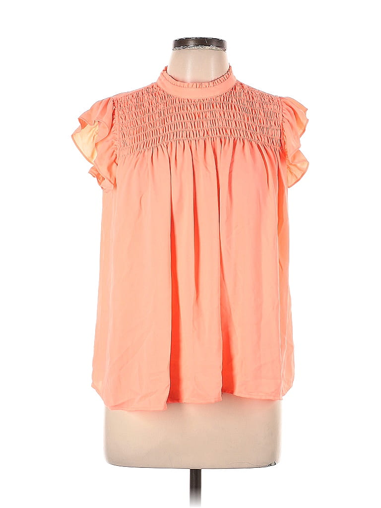 Crown And Ivy 100 Elastic Orange Short Sleeve Blouse Size L 48 Off