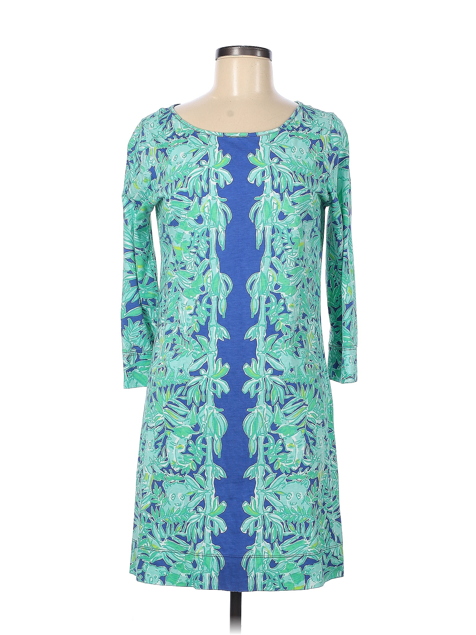 Lilly Pulitzer 100 Cotton Color Block Multi Color Blue Casual Dress