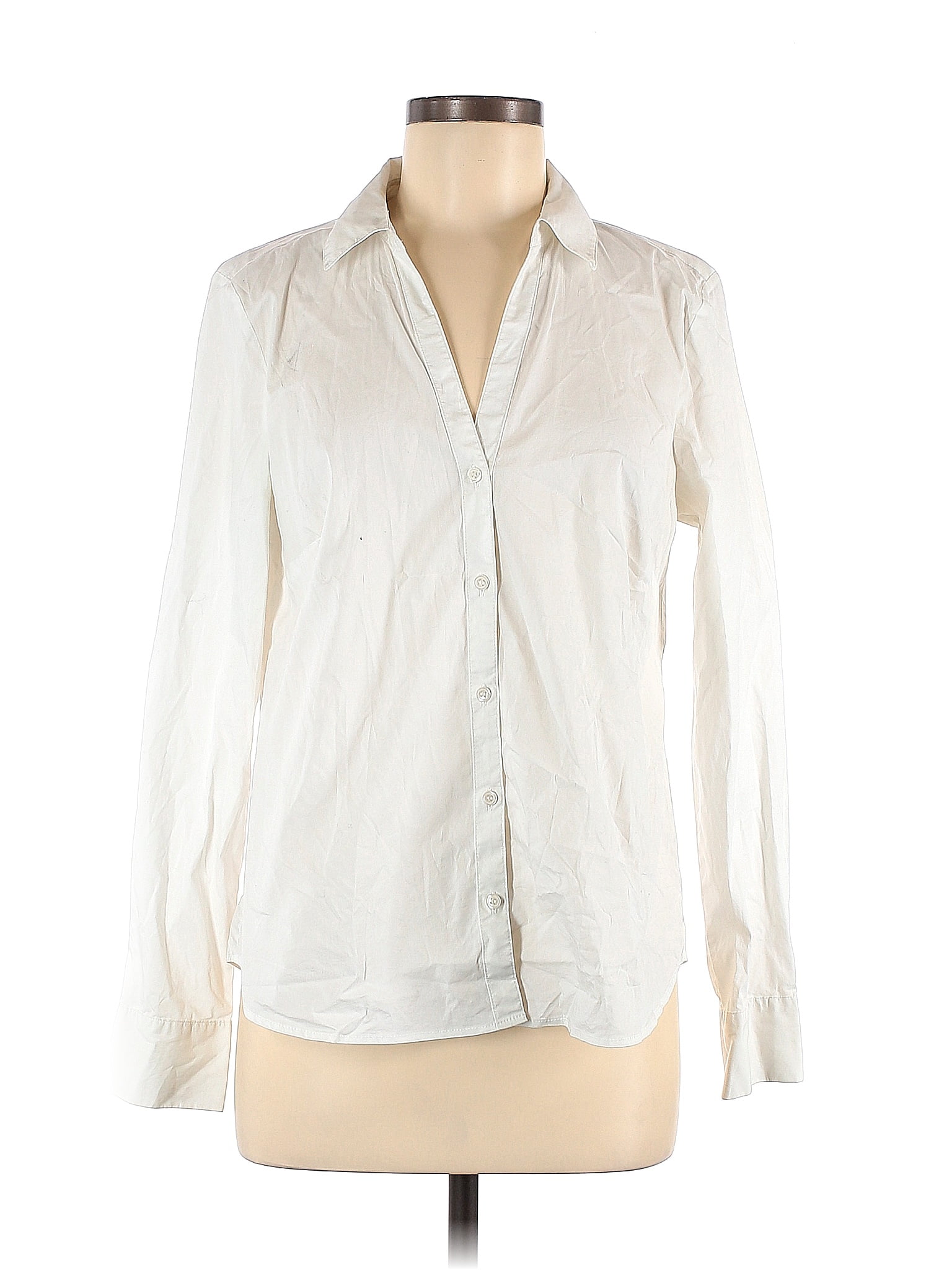 H&M Solid White Ivory Long Sleeve Button-Down Shirt Size M - 44% off | thredUP