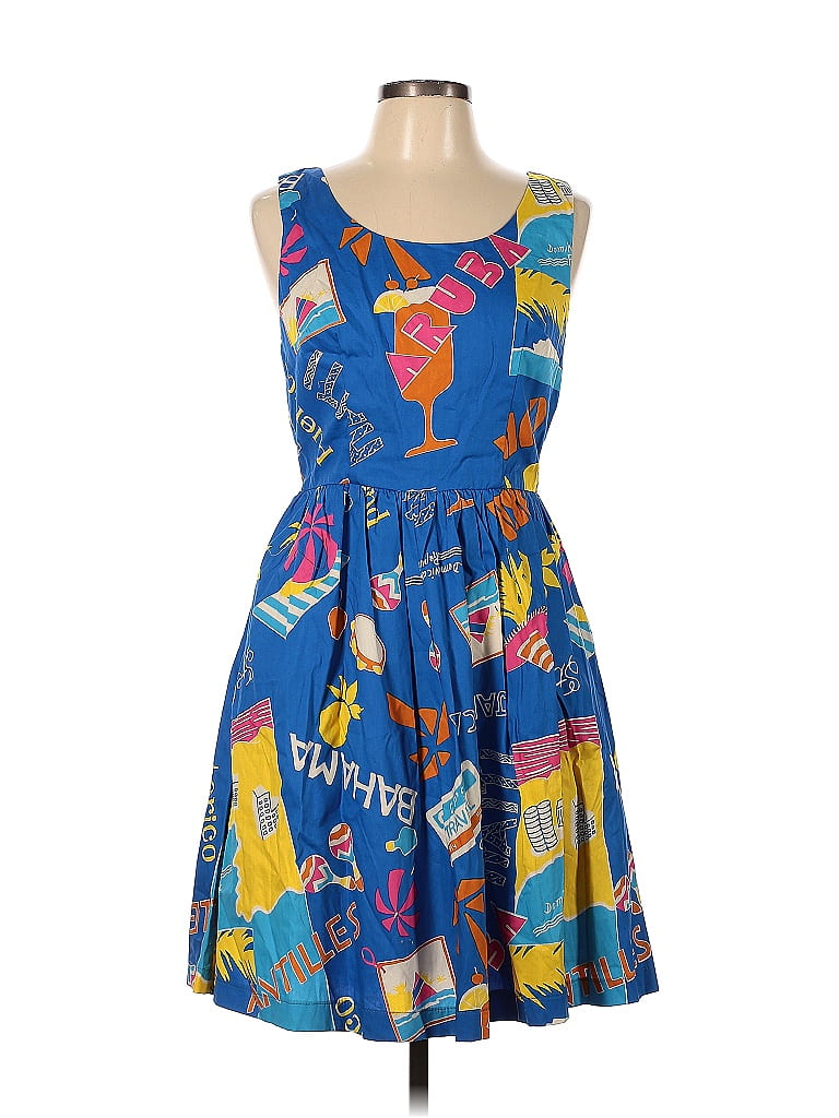 ModCloth 100% Cotton Blue Casual Dress Size L - 62% off | thredUP