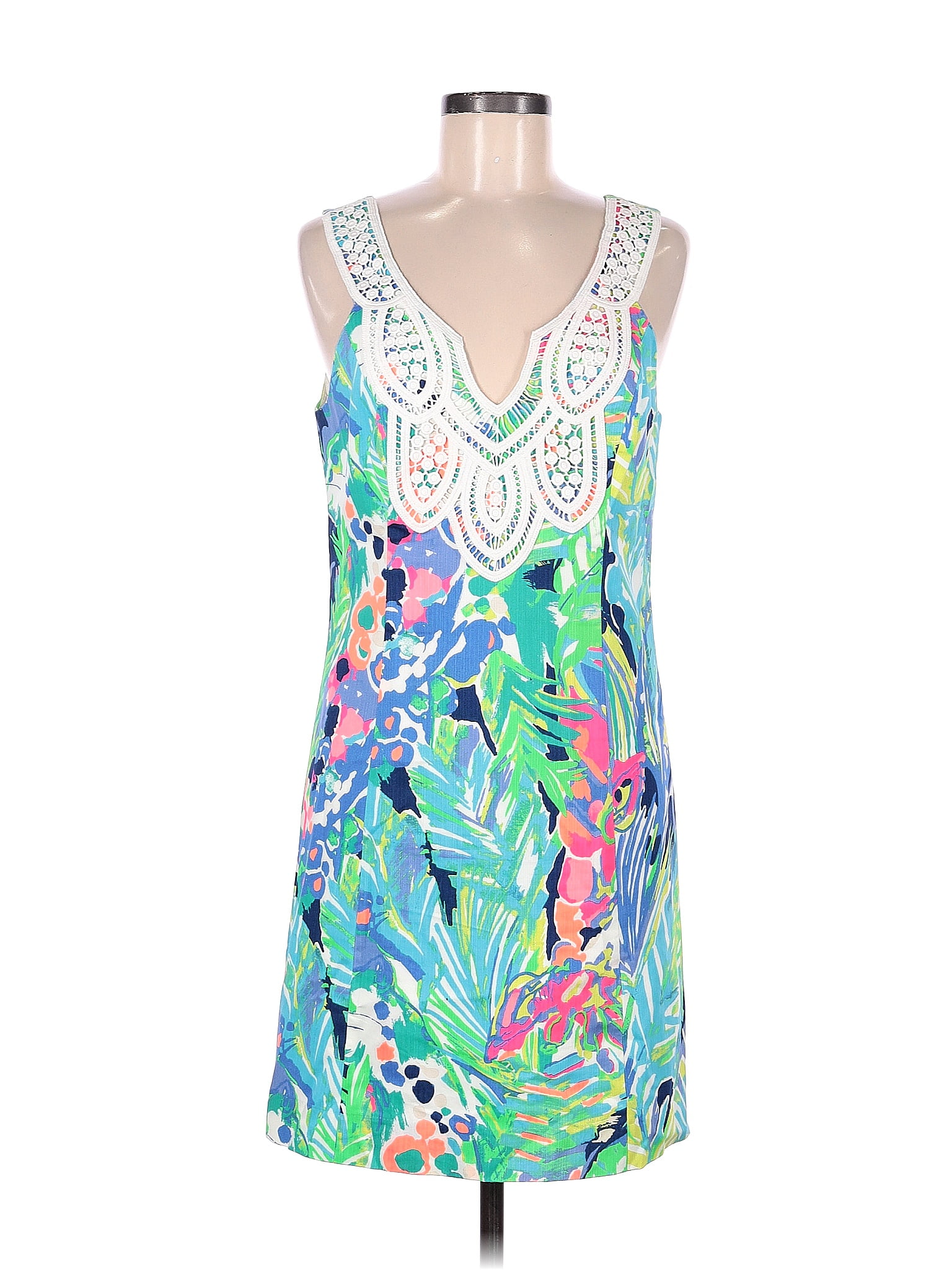 Lilly Pulitzer 100 Cotton Multi Color Blue Casual Dress Size 8 50
