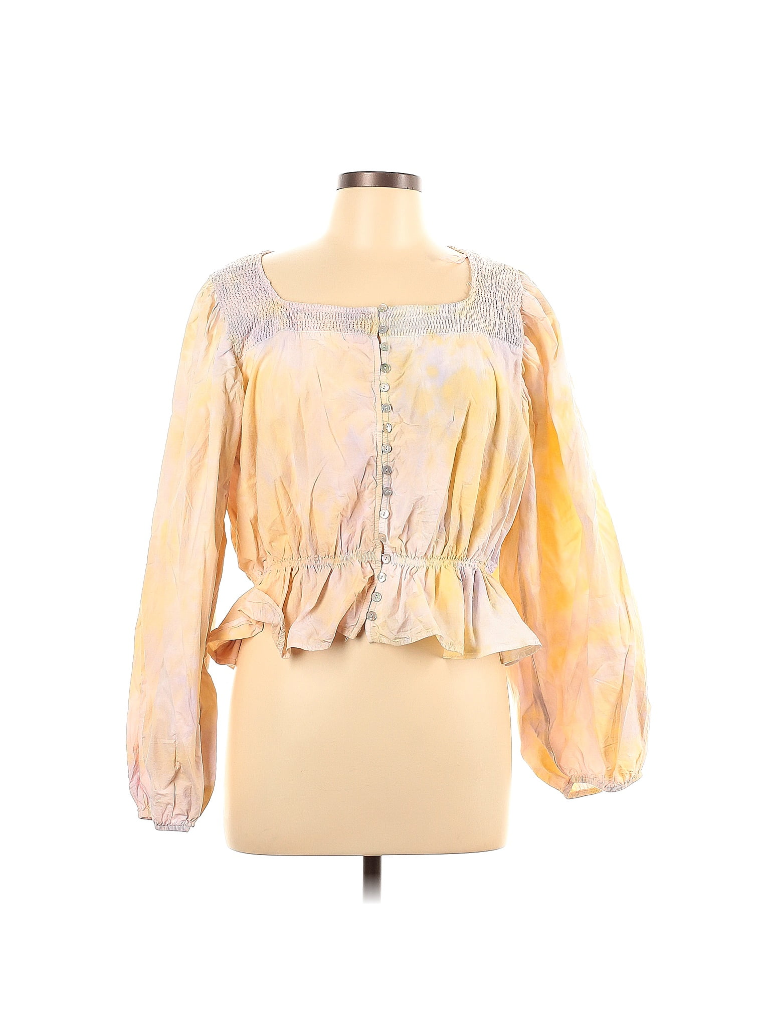 Zara 100 Cotton Gold Long Sleeve Blouse Size L 81 Off Thredup